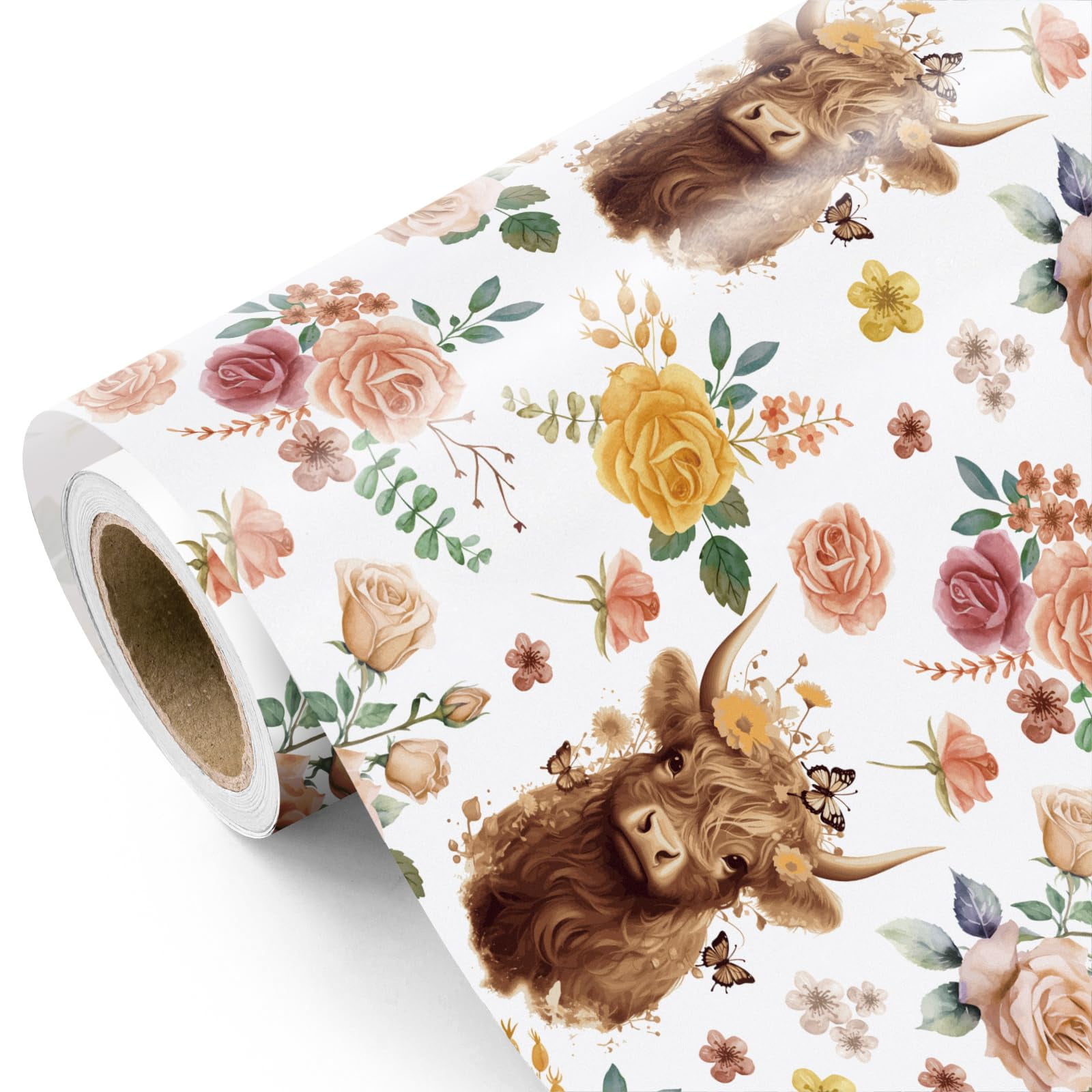 WRAPAHOLIC Highland Cow Wrapping TSF6 Paper Roll - Mini Roll - 17 Inch ...