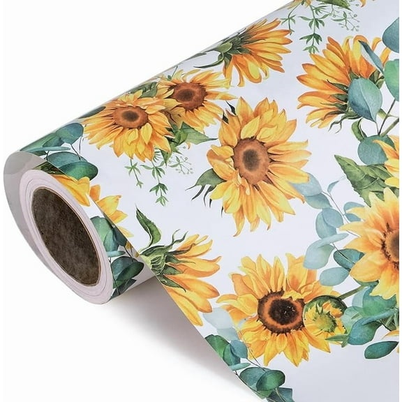 AllWays Plaza Kraft Floral Wrapping Paper Roll - Mini Roll - 17 Inch x ...