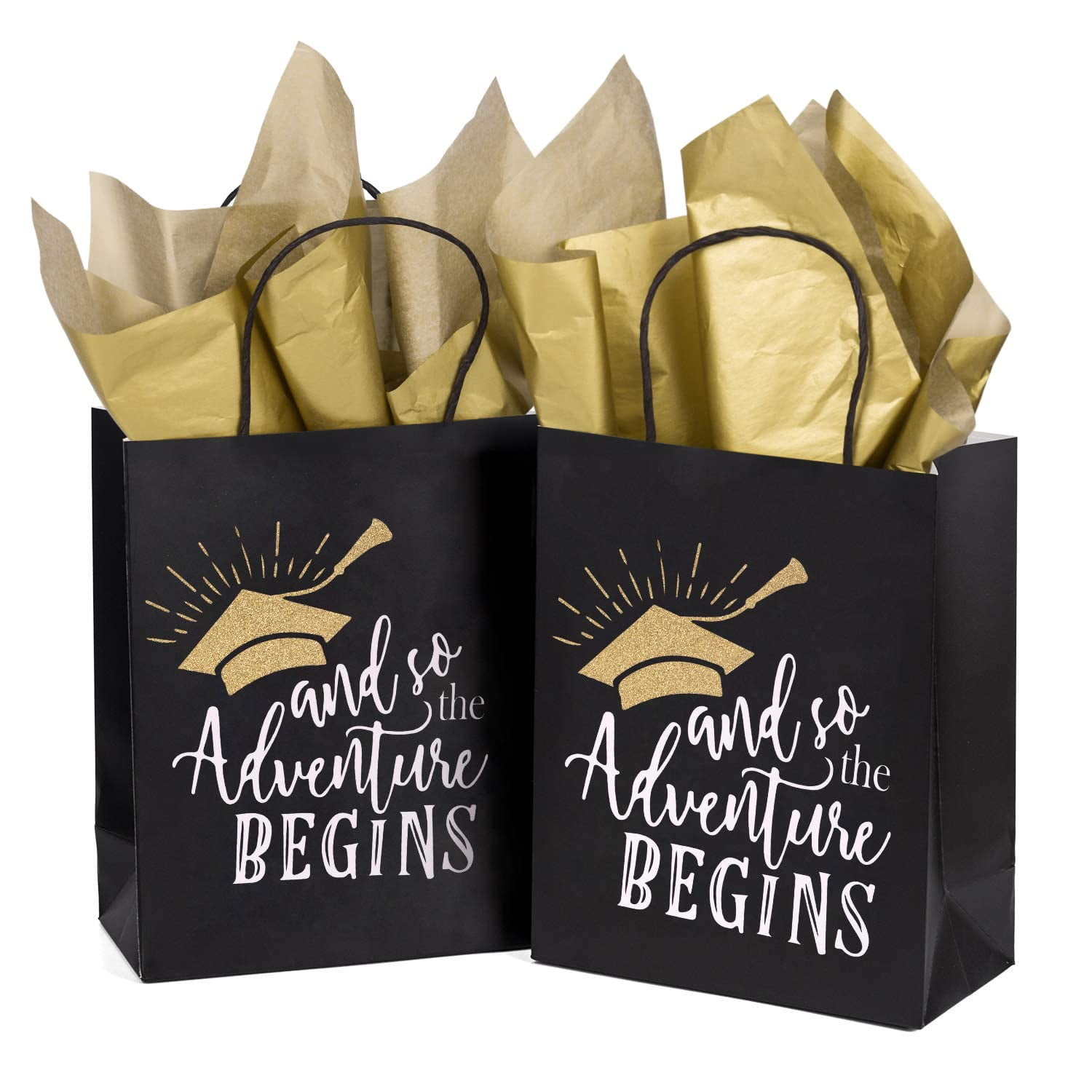 WRAPAHOLIC Medium Size Gift Bags - 12 Pack and So the Adventure Begins ...