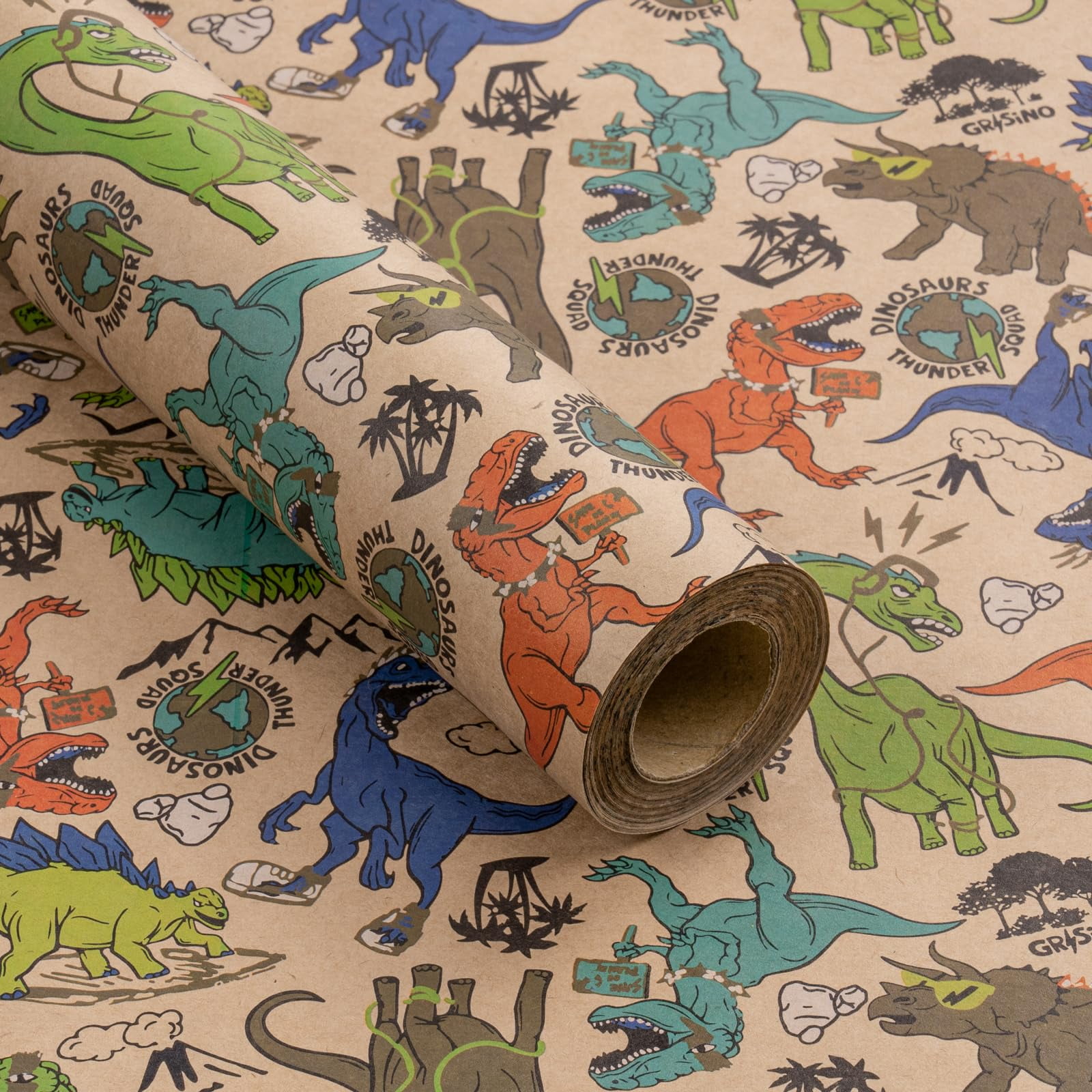RUSPEPA Mini Dinosaur Wrapping TMA2 Paper Roll, Colorful Design Kraft ...