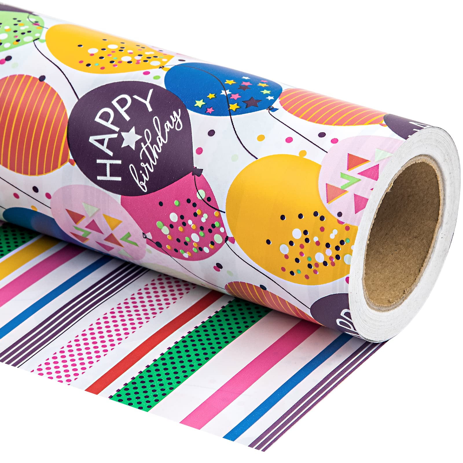 WRAPAHOLIC Reversible BirthdayITSC Wrapping Paper - Mini Roll - 17 Inch ...