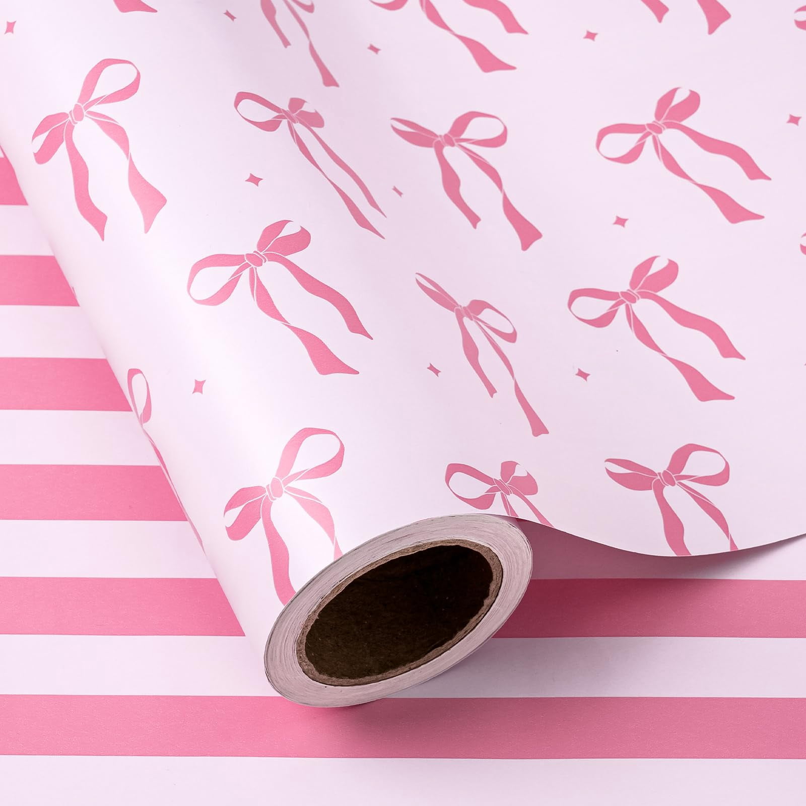 WRAPAHOLIC Reversible Pink Bow JKF25 Wrapping Paper Roll - Mini Roll ...