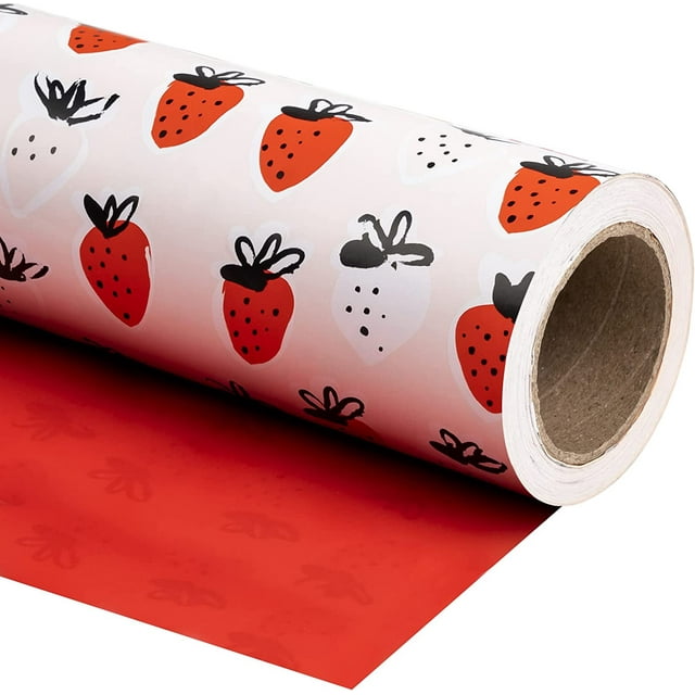 WRAPAHOLIC Reversible Gift Wrapping Paper - Sweet Strawberry Design ...