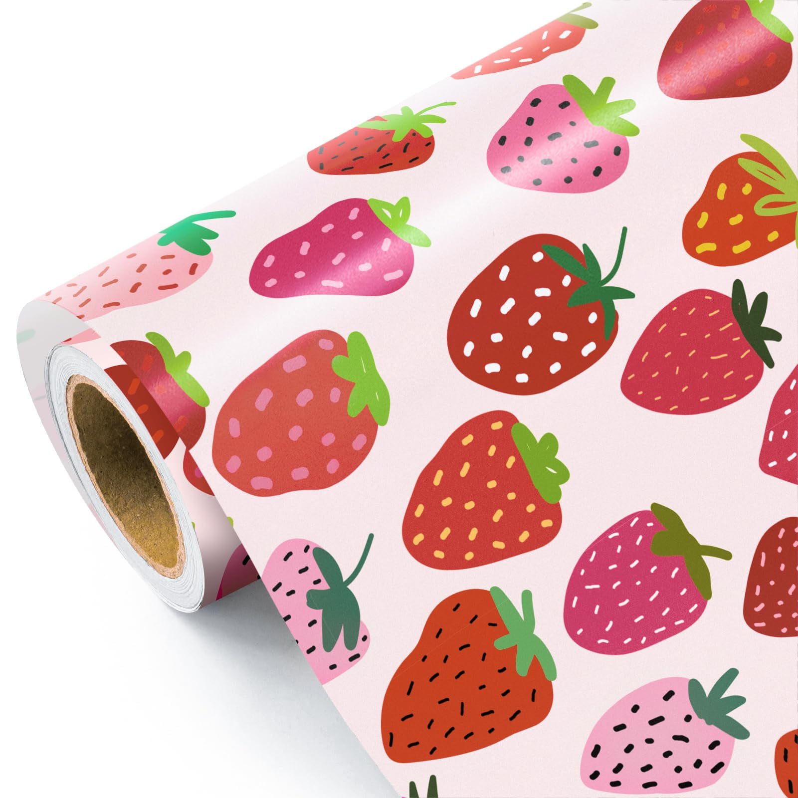 WRAPAHOLIC Strawberry Wrapping Paper Roll - AIS1 Mini Roll - 17 Inch x ...