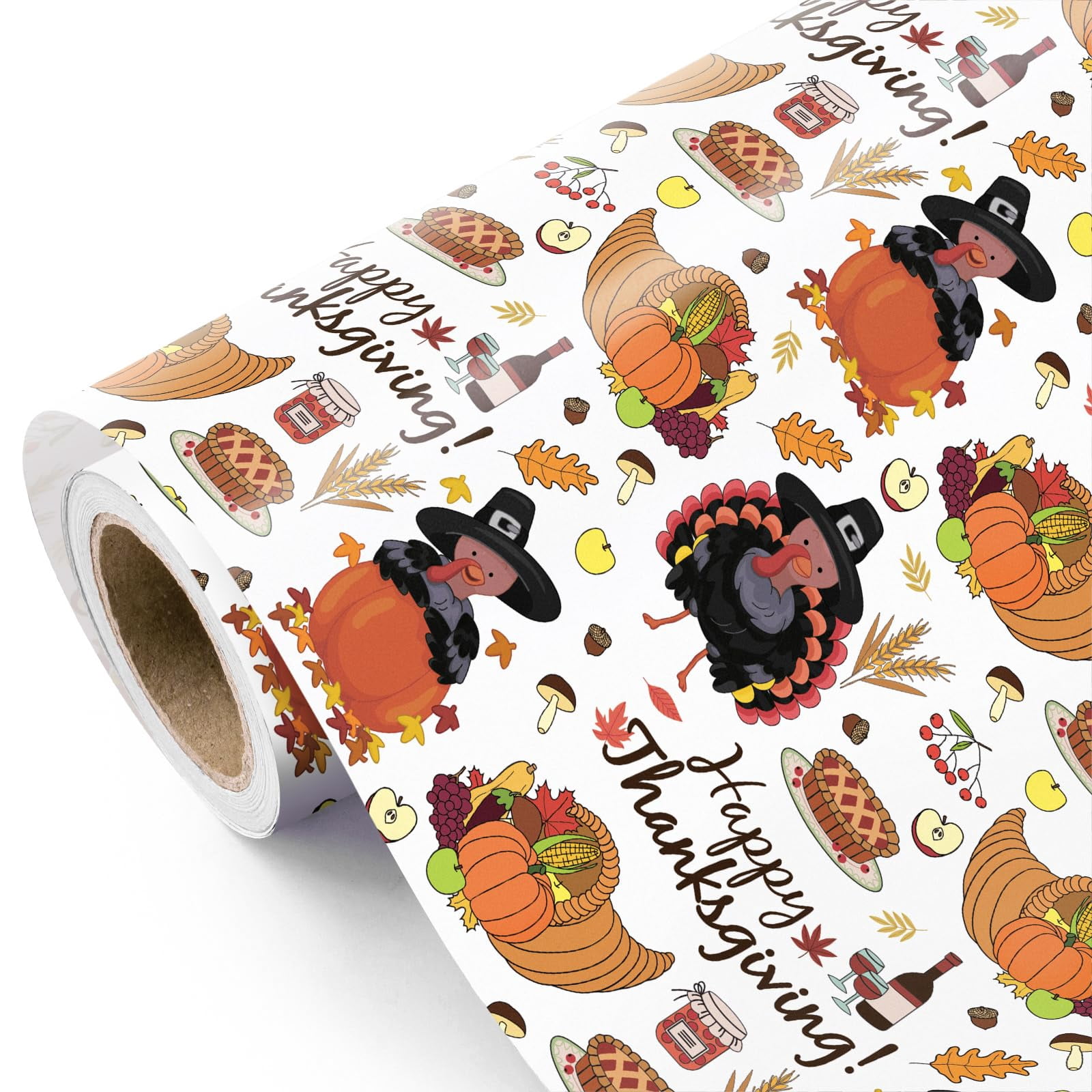WRAPAHOLIC Thanksgiving Wrapping Paper OKA4 - Mini Roll - 17 Inch x 16. ...