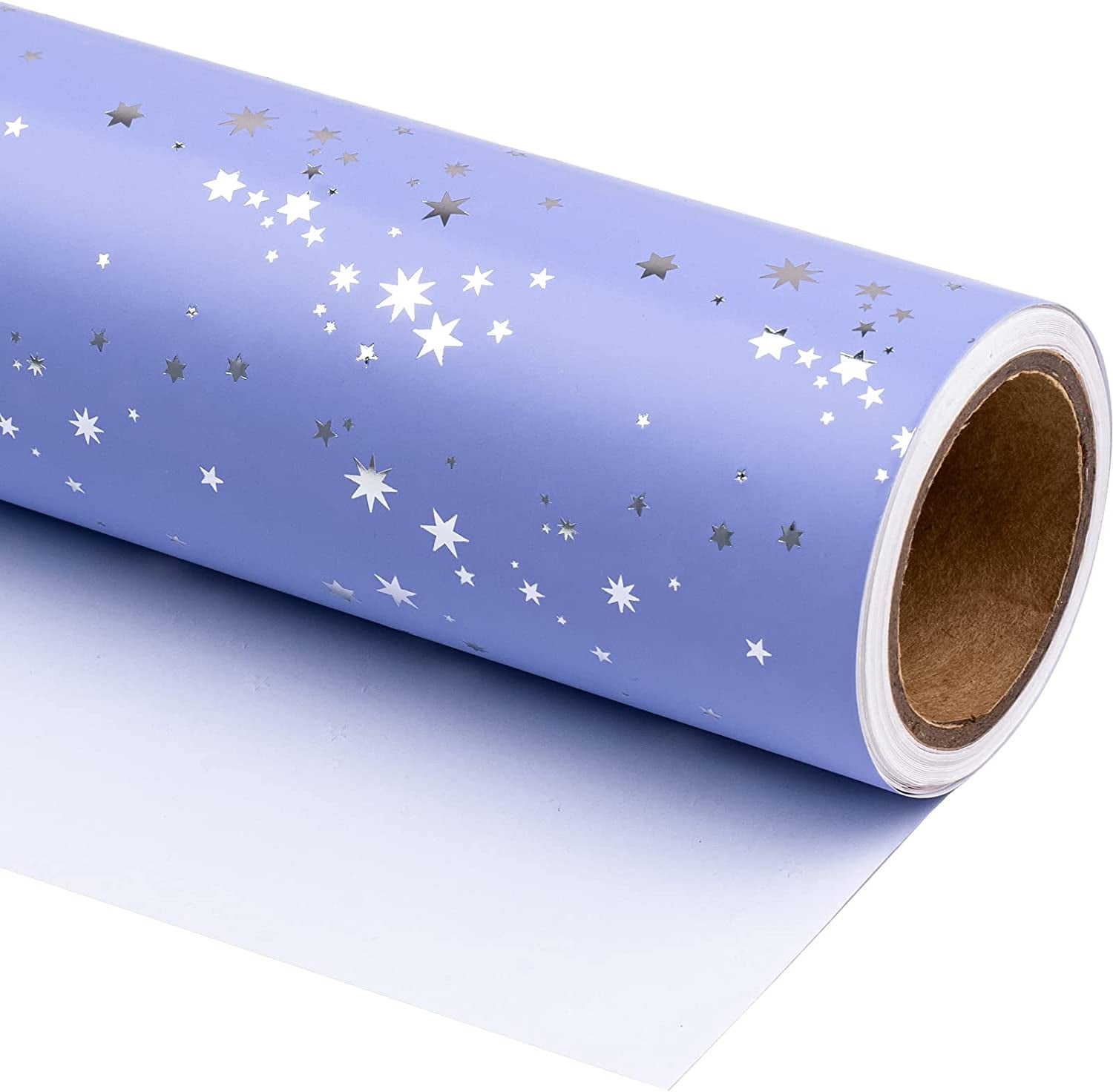 WRAPAHOLIC Gift Wrap Roll - 17x33 Ft - Silver Star Foil for Weddings ...