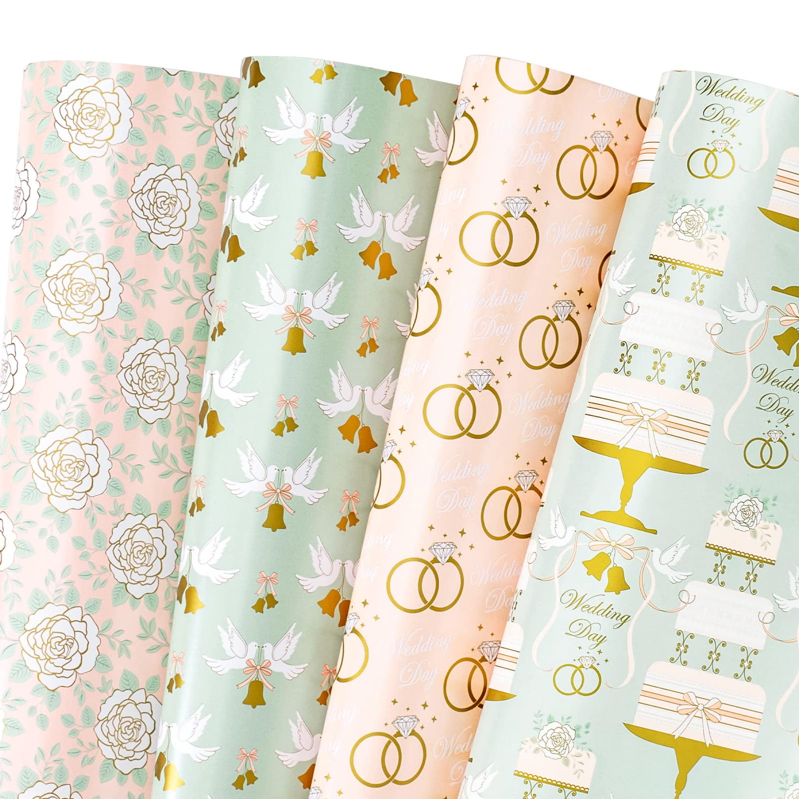 WRAPAHOLIC Wrapping Paper Sheet MMF7 - 12 Sheets Wedding Design Folded ...