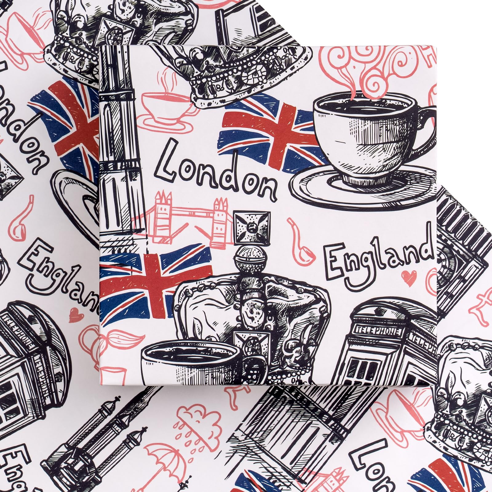 WRAPAHOLIC Wrapping Paper Sheet MMF7 - 6 Sheets London Design Folded Flat for Birthday, Party ...
