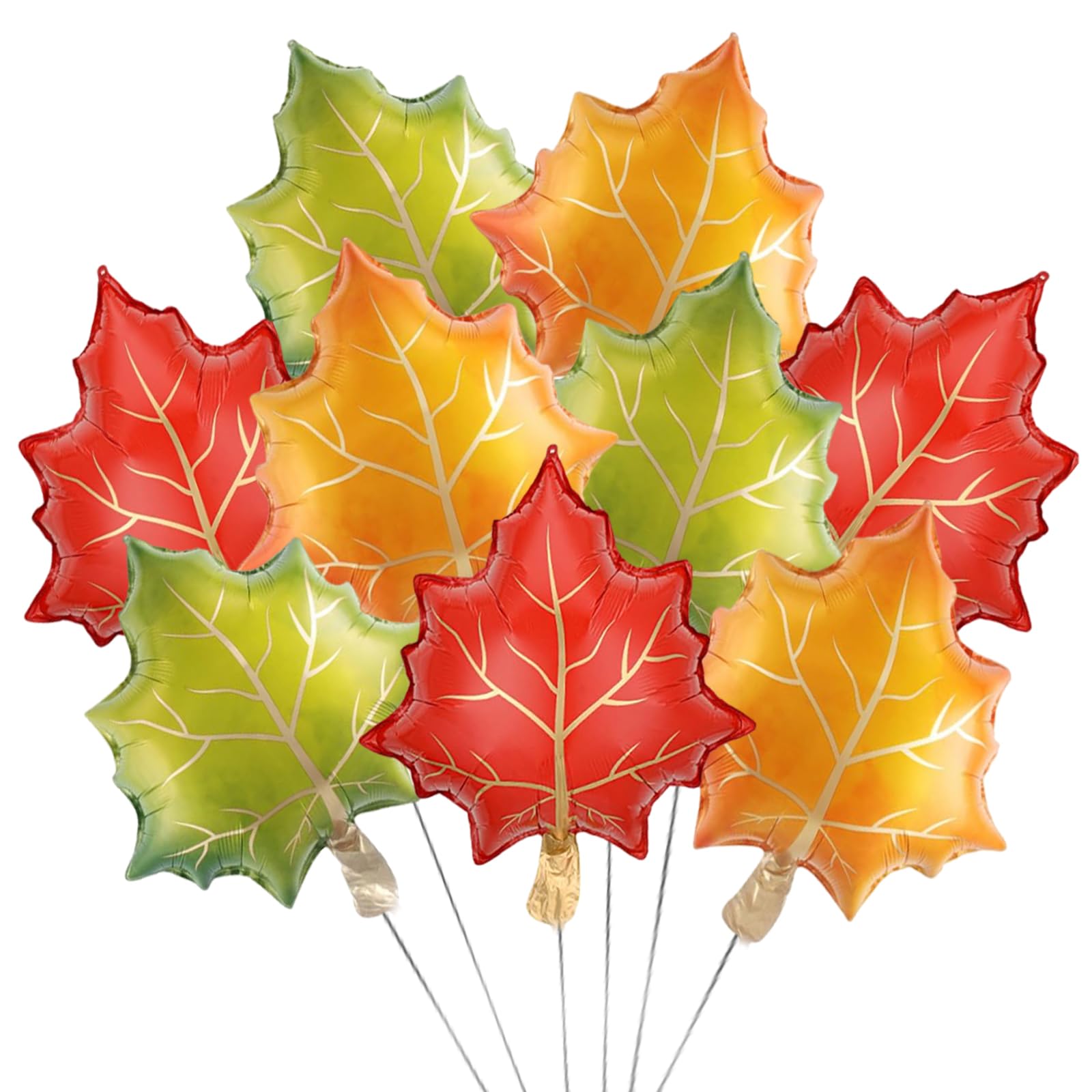 WRBAJIS 9Pcs Fall Maple Leaf Balloons BSL1 Fall Leaves Balloons Thanksgiving Mylar Balloon Kit ...
