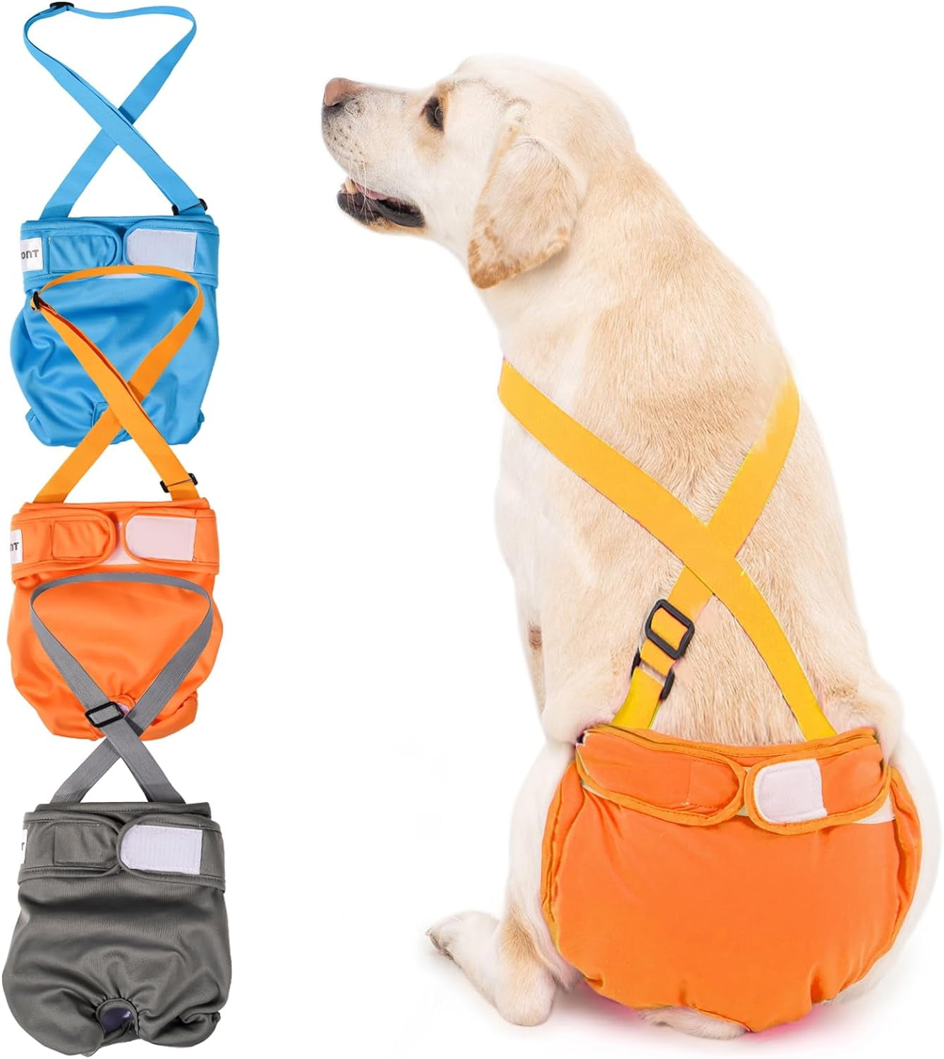 WREAGD 3 Pack Washable Female Dog Diaper with Suspender, Reusable Girl ...