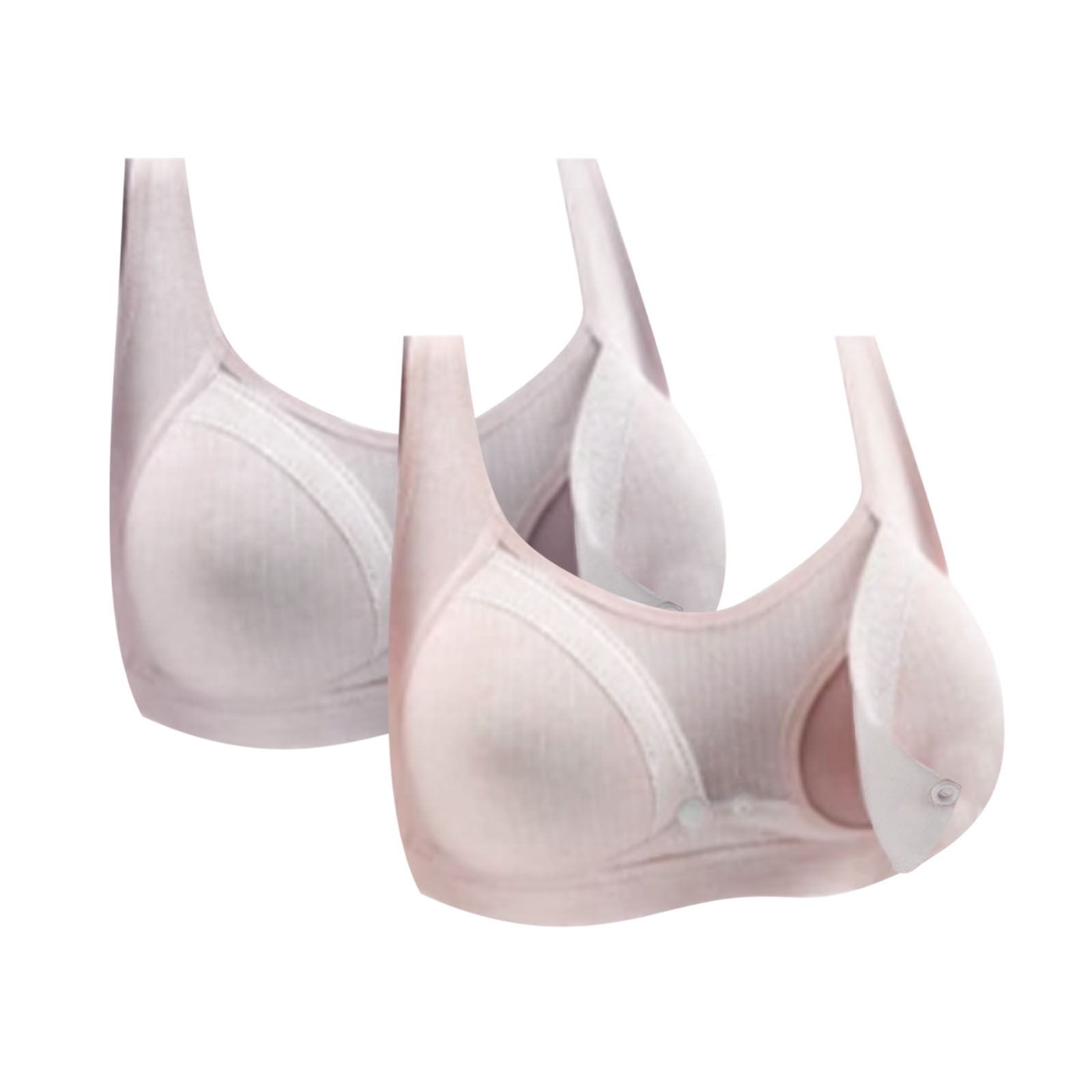 WREESH 2 Pack Nursing Bra for Breastfeeding Cotton Maternity Bras Front Open Lactation Bra Push ...