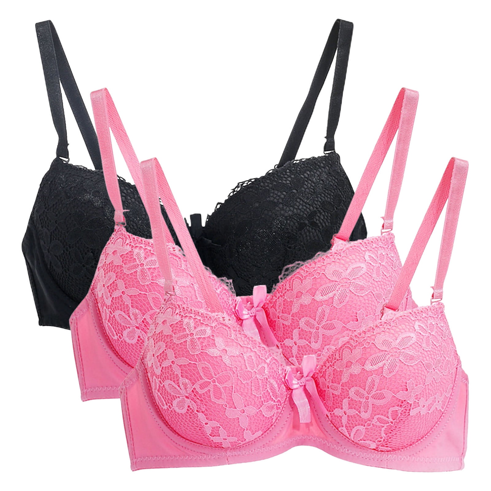 WREESH 3 Pack Push-Up Bra Adaptive Bra Women Elegant Oversized Bra Super Gathered Lingerie ...