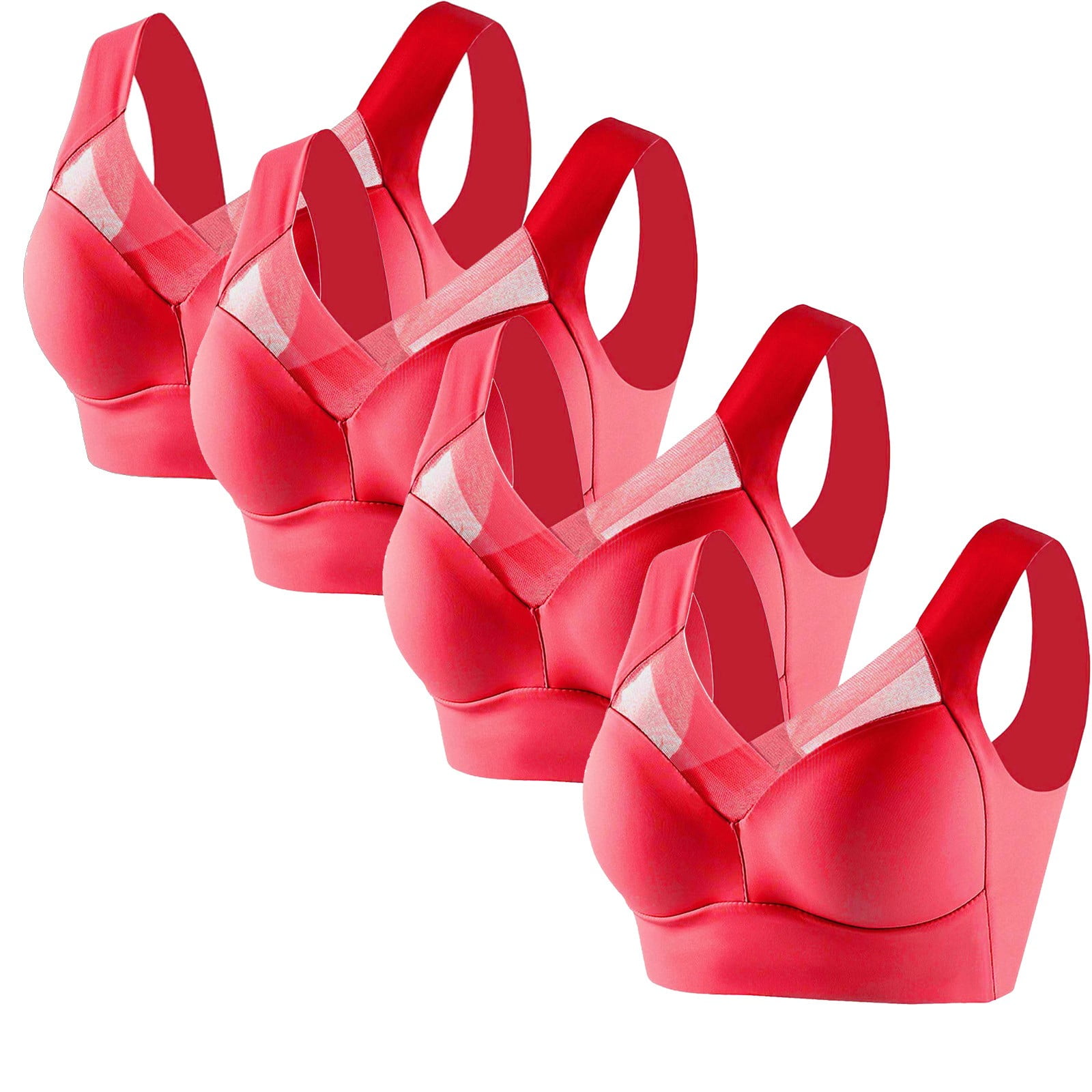 WREESH 4 Pack Push Up Bra Women Lace Underwear with Thin Side Collection and Daily Bra Back ...