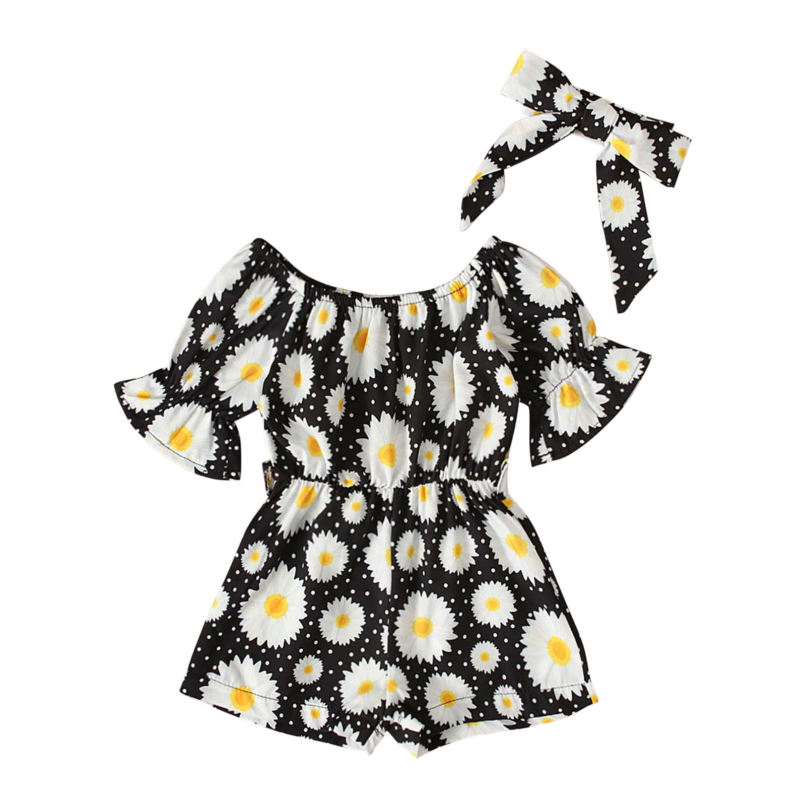 WREESH Baby Girls Boys Floral Print Rompers Toddler Floral Short Sleeve ...