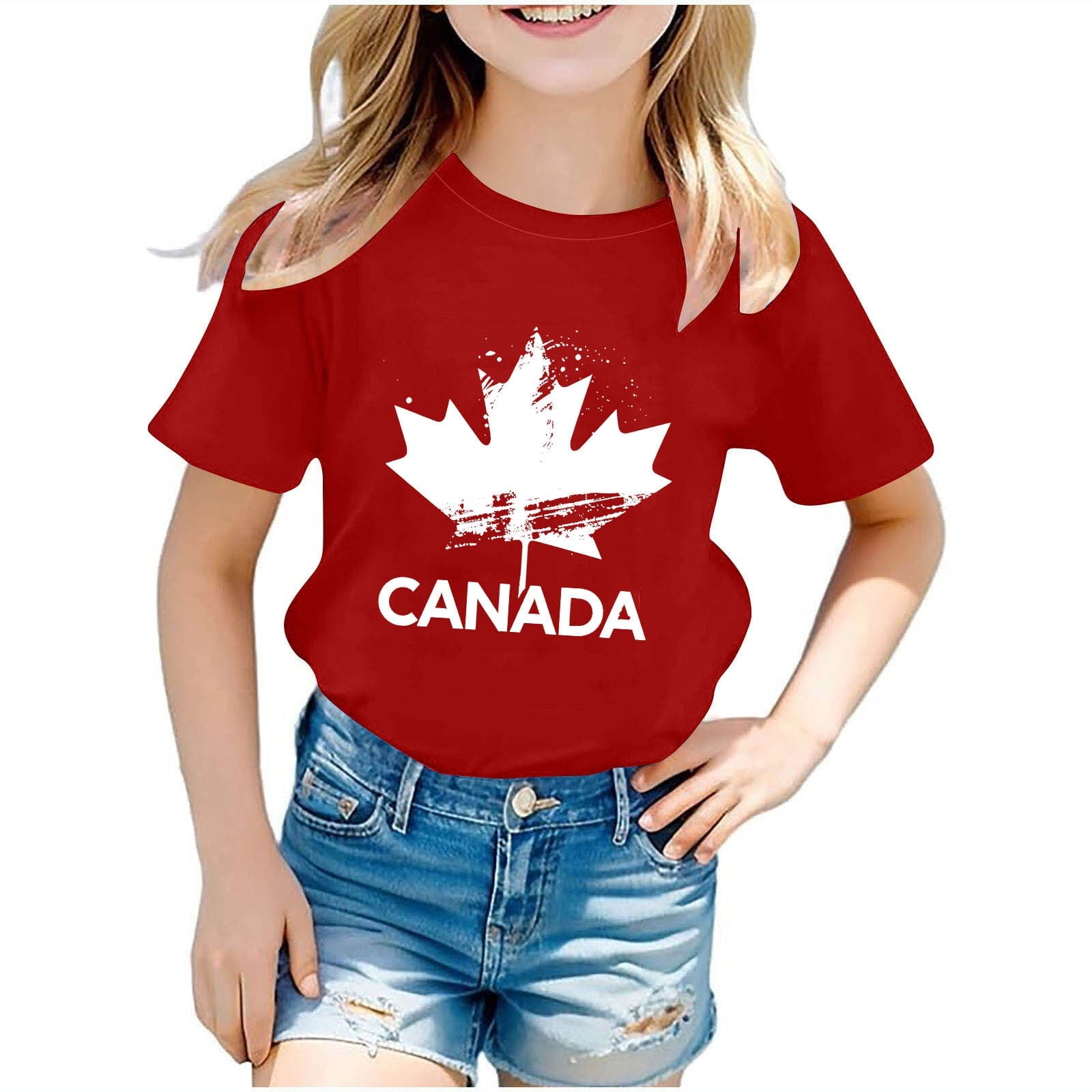 WREESH Canada Day Celebration Tops Kids' Same Letter Canadian Print ...