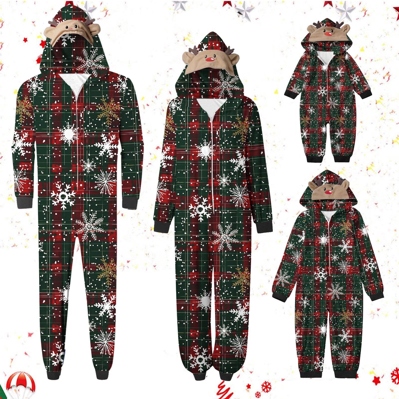 WREESH Family Matching Sets of Christmas Pajamas for Kids Hooded Onesie ...