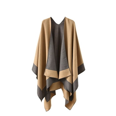 Odeerbi Women's Shawl Wraps, Fall Winter Poncho, Open Front Cardigan, Dark Gray - Walmart.com