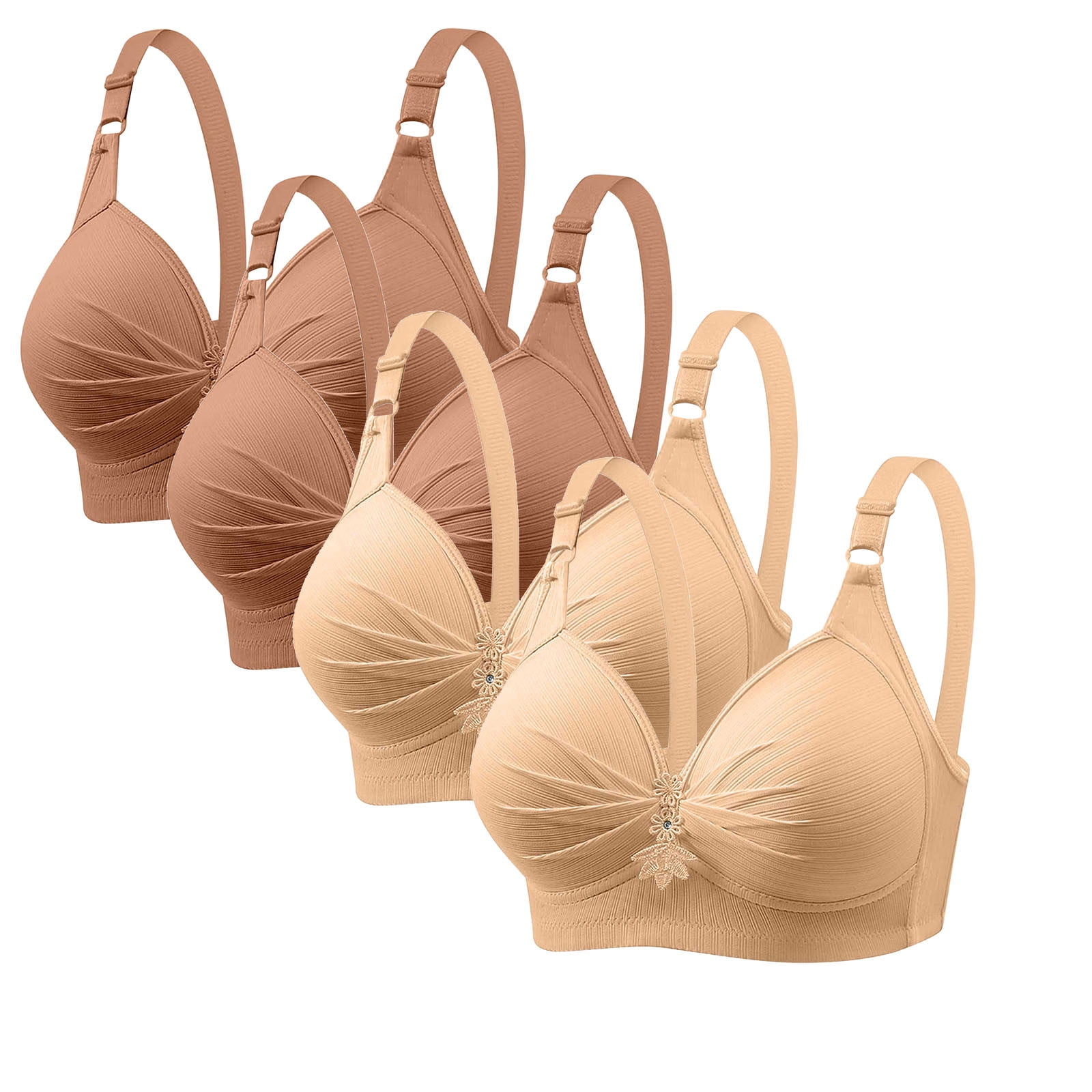 WREESH Full Support Push Up Bras for Women 4 Pack No Underwire Bras Wireless Bras Comfort ...