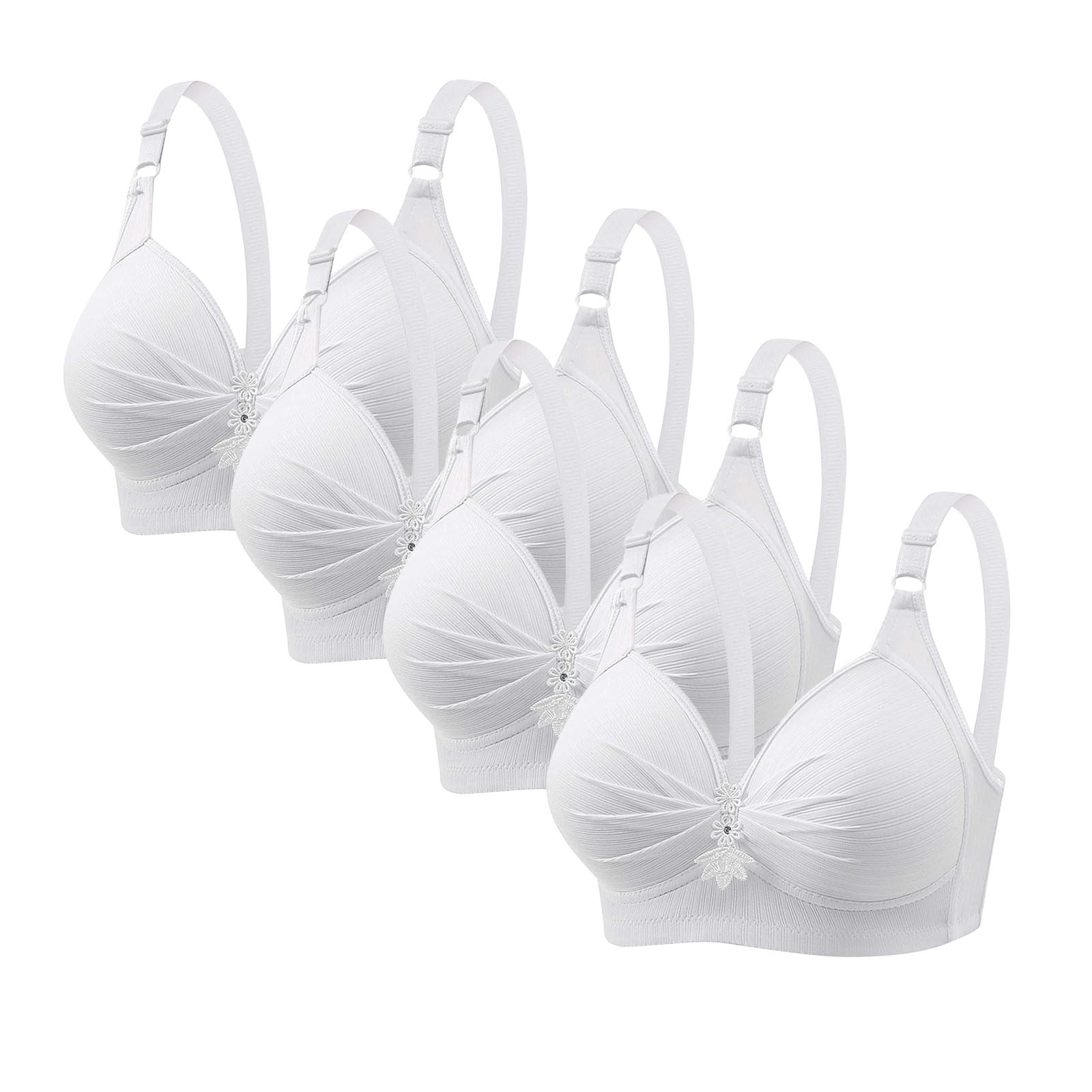 WREESH Full Support Push Up Bras for Women 4 Pack No Underwire Bras ...