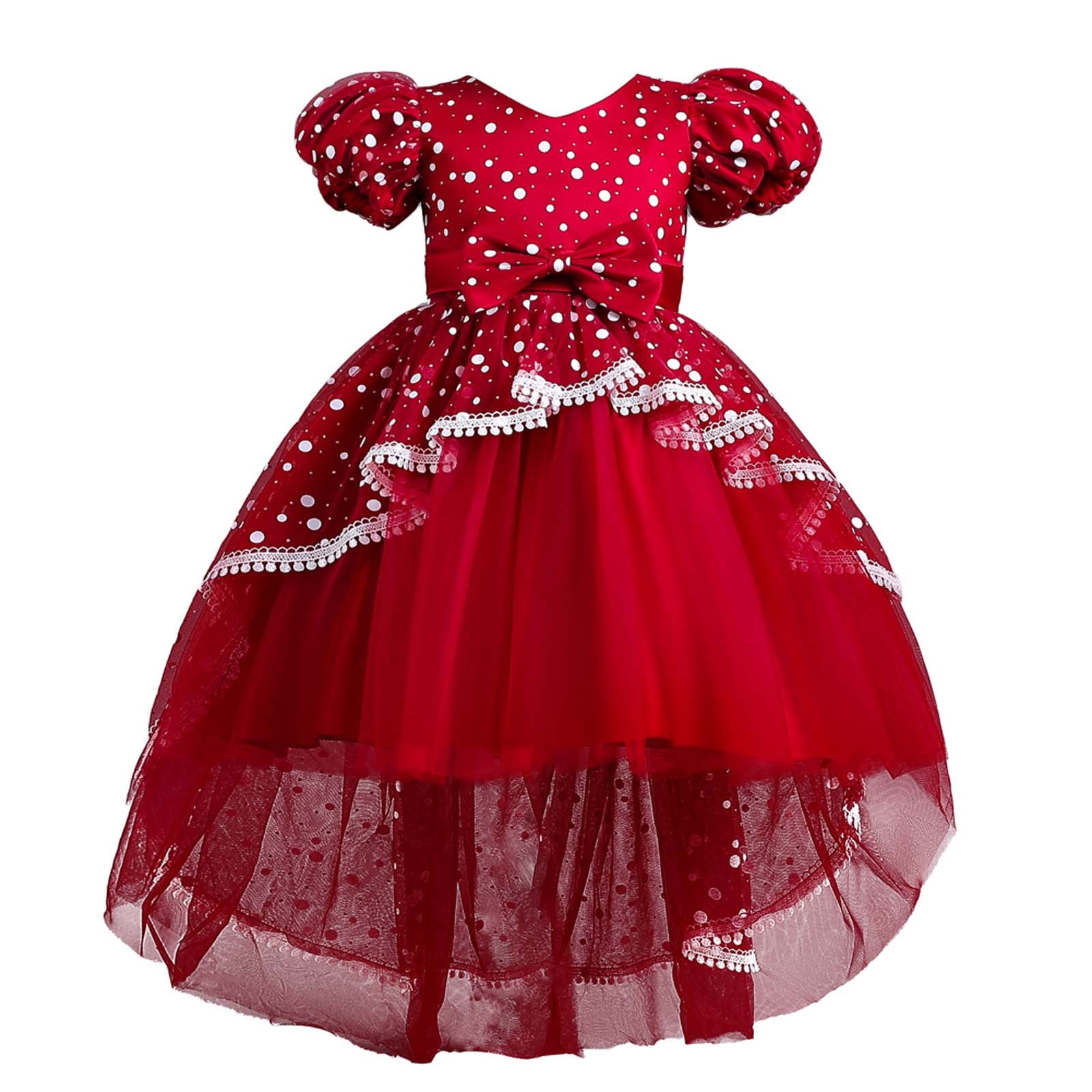 WREESH Girls Formal Dress Children Prom Dress Short Sleeve Princess ...