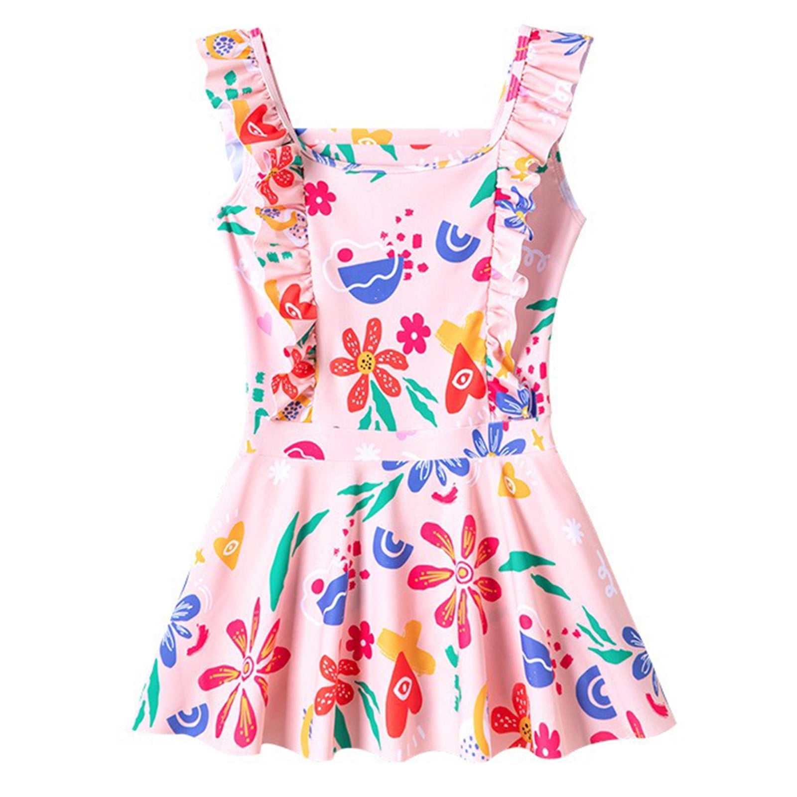 WREESH Girls One Piece Swimsuit Swimdress Children's Training Swimsuit ...