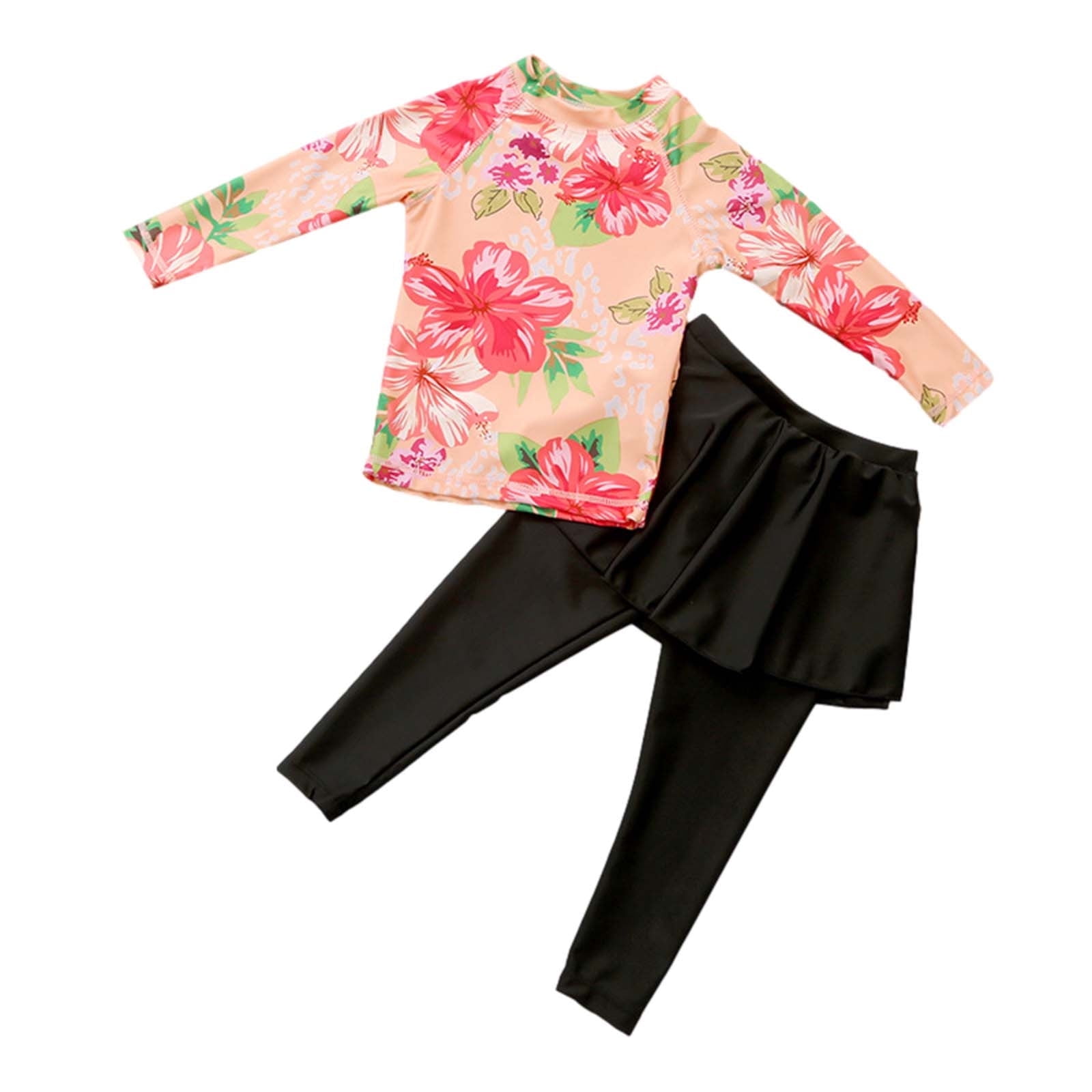 WREESH Girls Two Piece Swimsuit Long Sleeve Rash Guard Swimwear ...