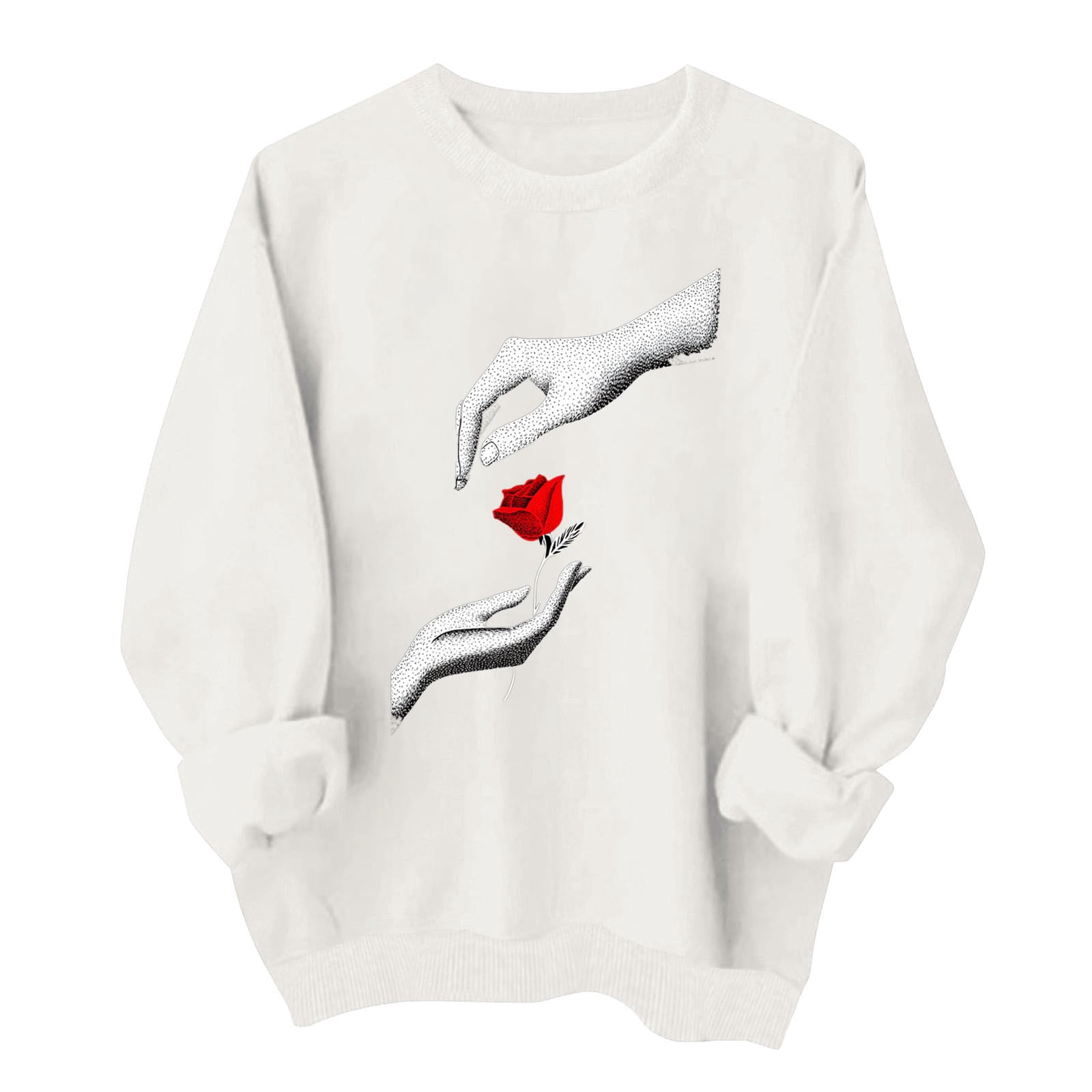 WREESH Graphic Sweaters for Women Trendy Valentines Crewneck ...