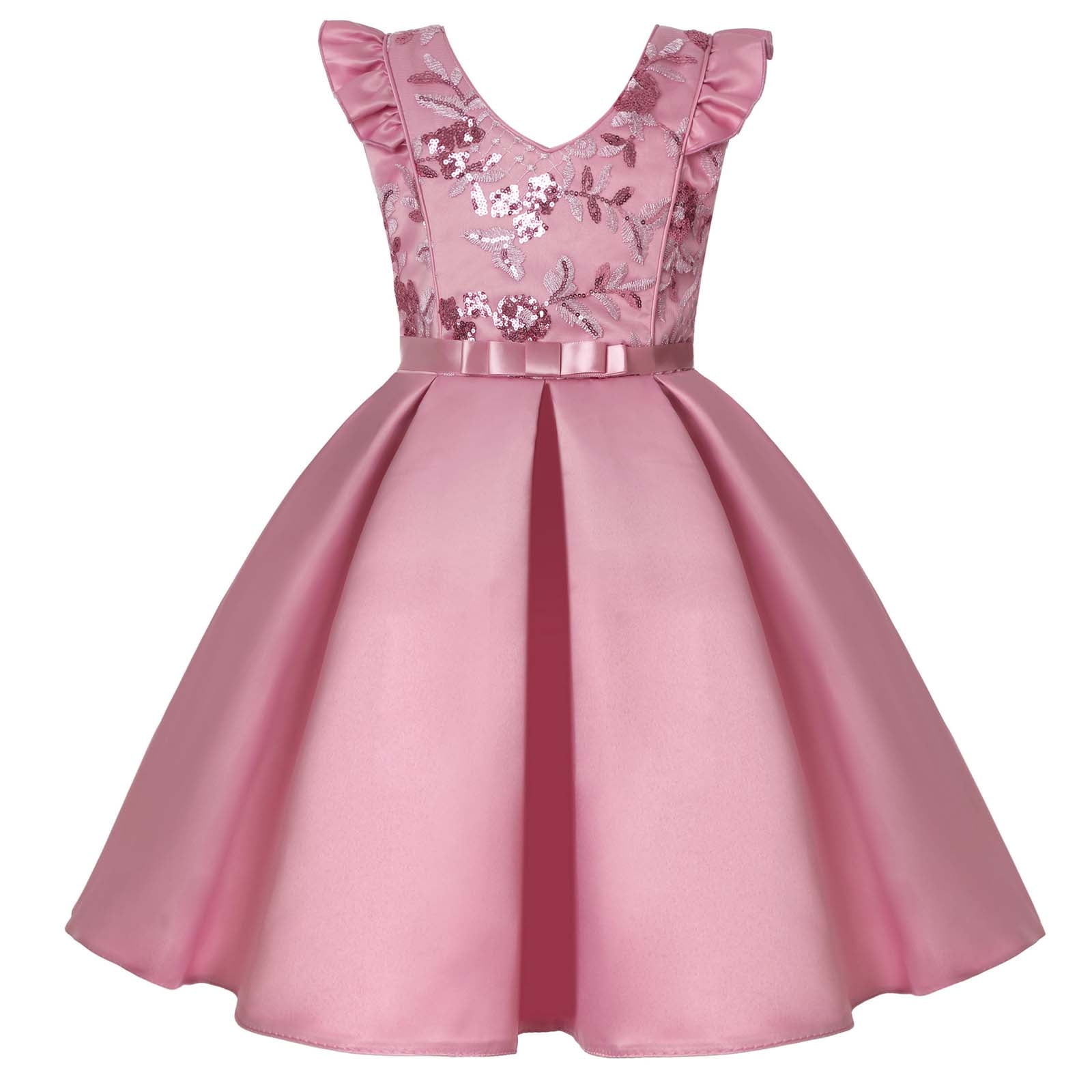 WREESH Kid Girls Dress Children'S Sequin Dress Skirt Flying Sleeve ...