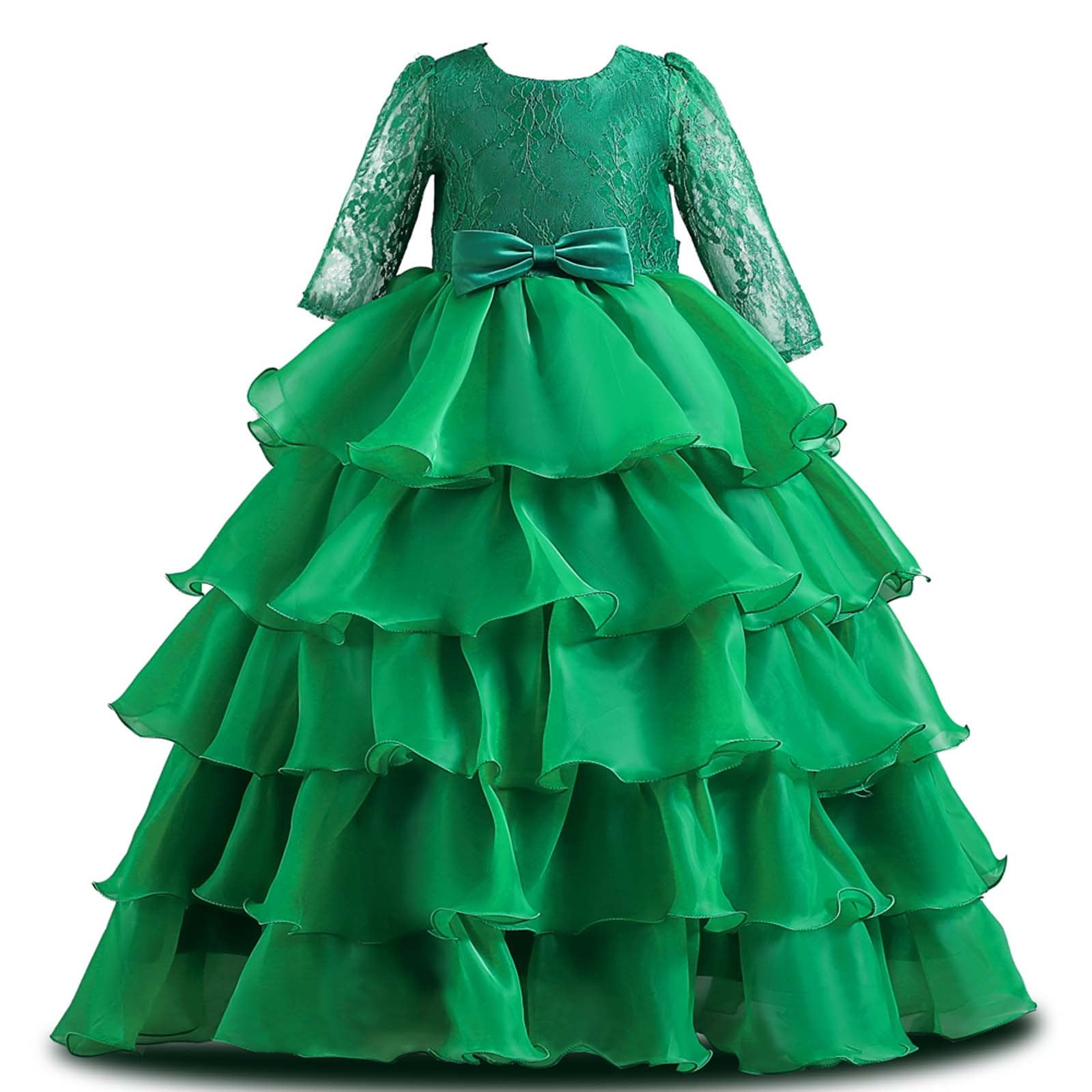 WREESH Kids Girls Formal Dress Prom Dress Solid Color Dress Middle ...