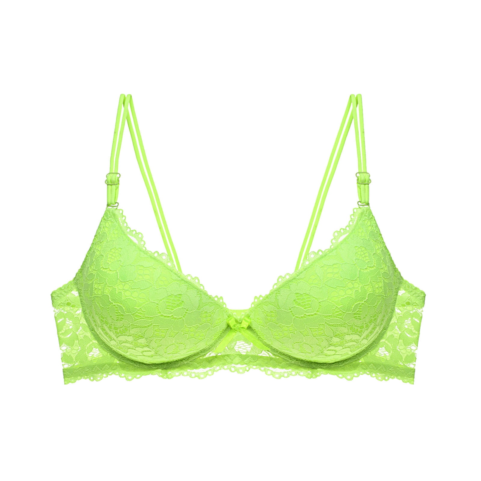 WREESH Lightly Lined Bra Balconette Bra Women Solid Color Lace ...