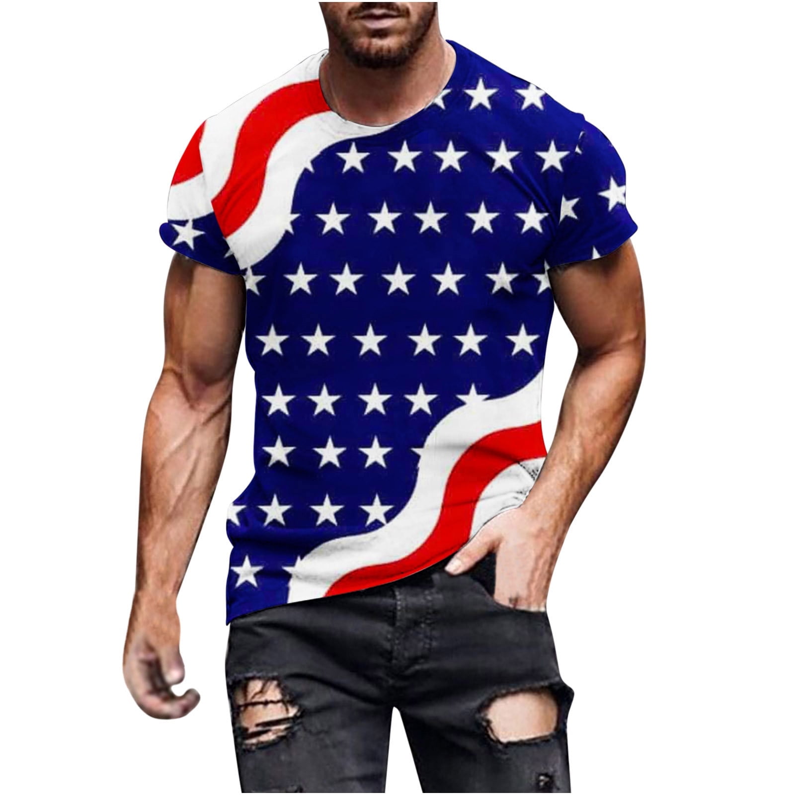 WREESH Men's American Flag Workout Tee Short Sleeve Crewneck with ... WREESH Men's American Flag Workout Tee Short Sleeve Crewneck with ...
