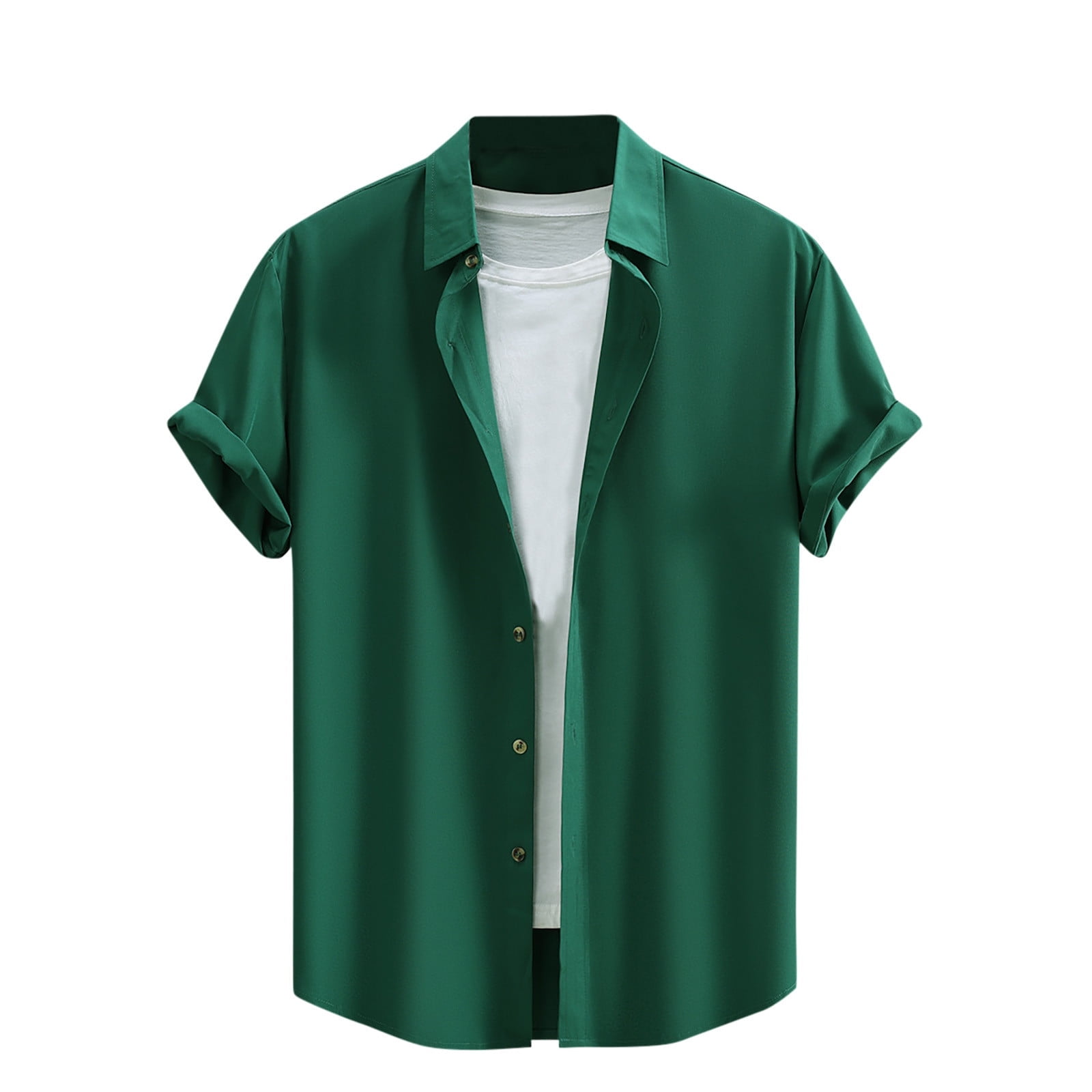 WREESH Men's Beach Button Down Shirts Short Sleeve Turndown Collar ...