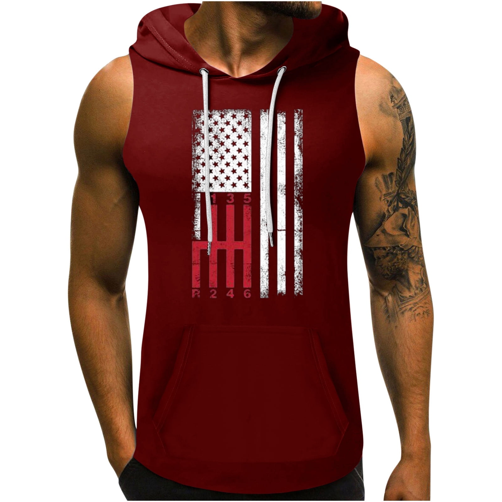 WREESH Men's Bodybuilding Hooded Sleeveless Shirt Rugged and Stylish ...