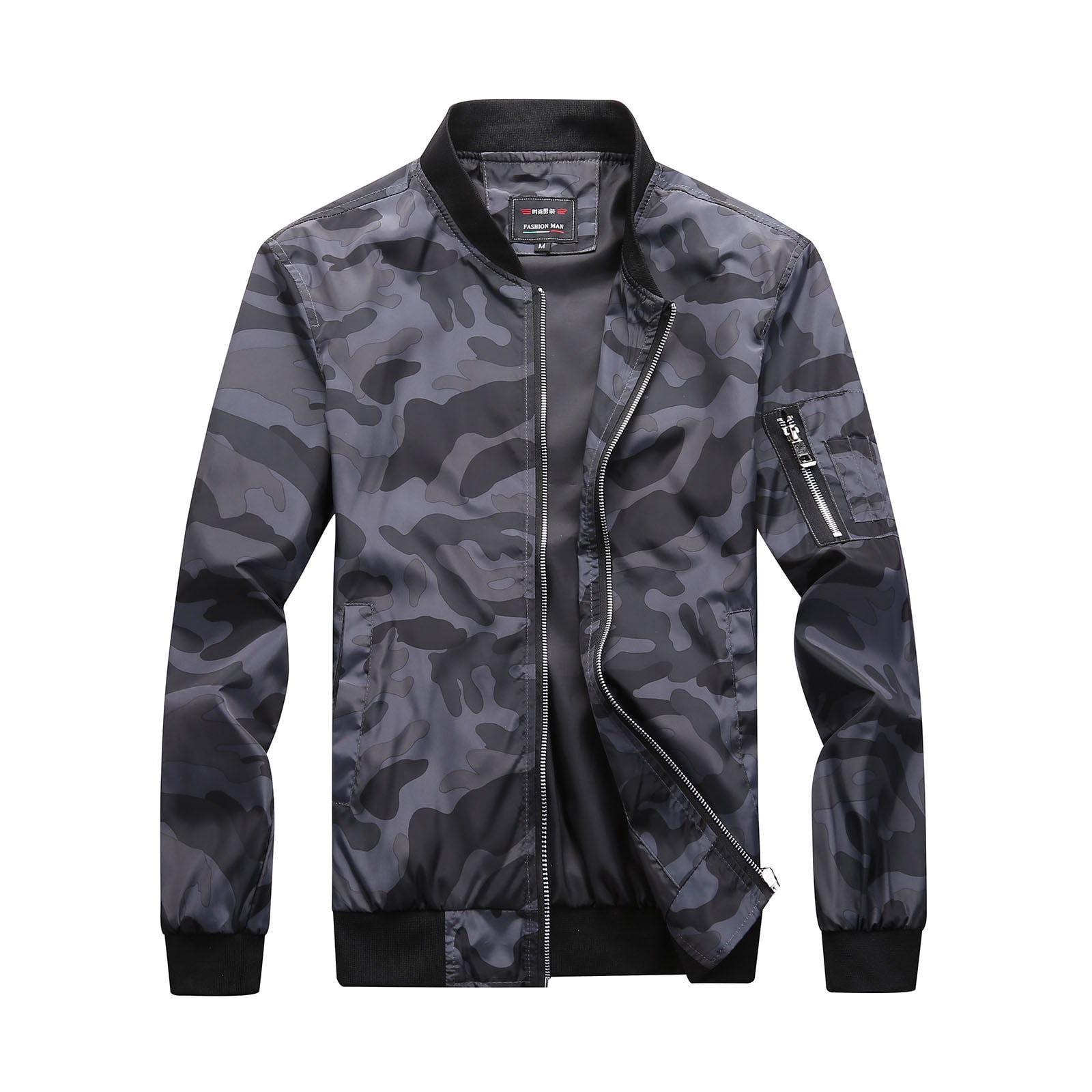 WREESH Men's Camouflage Print Utility Jacket with Cargo Pockets ...