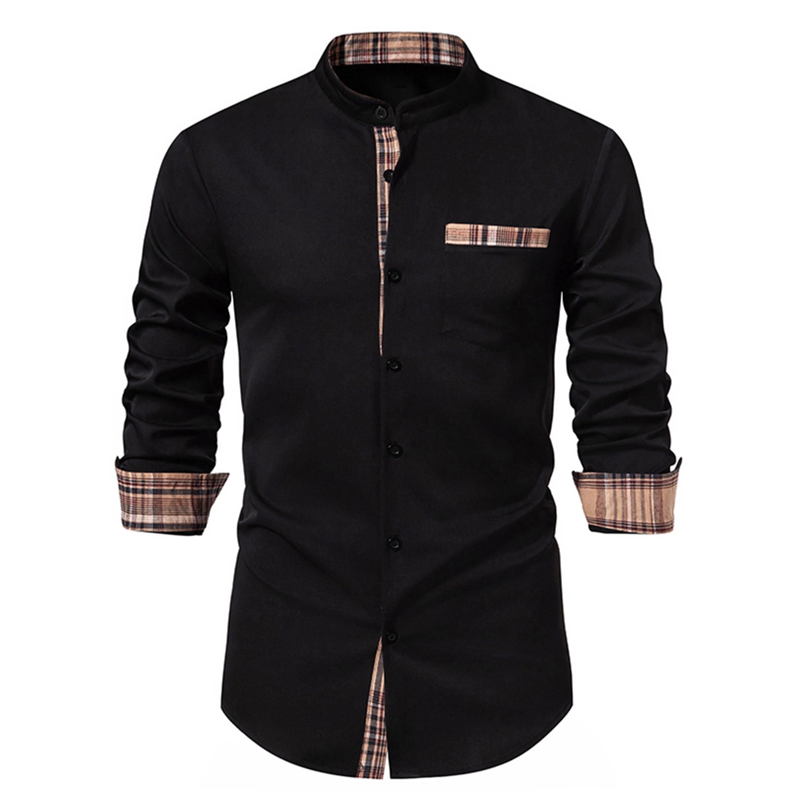 WREESH Men's Colorblock Dress Shirt Modern Fit Long Sleeve Button-Down ...