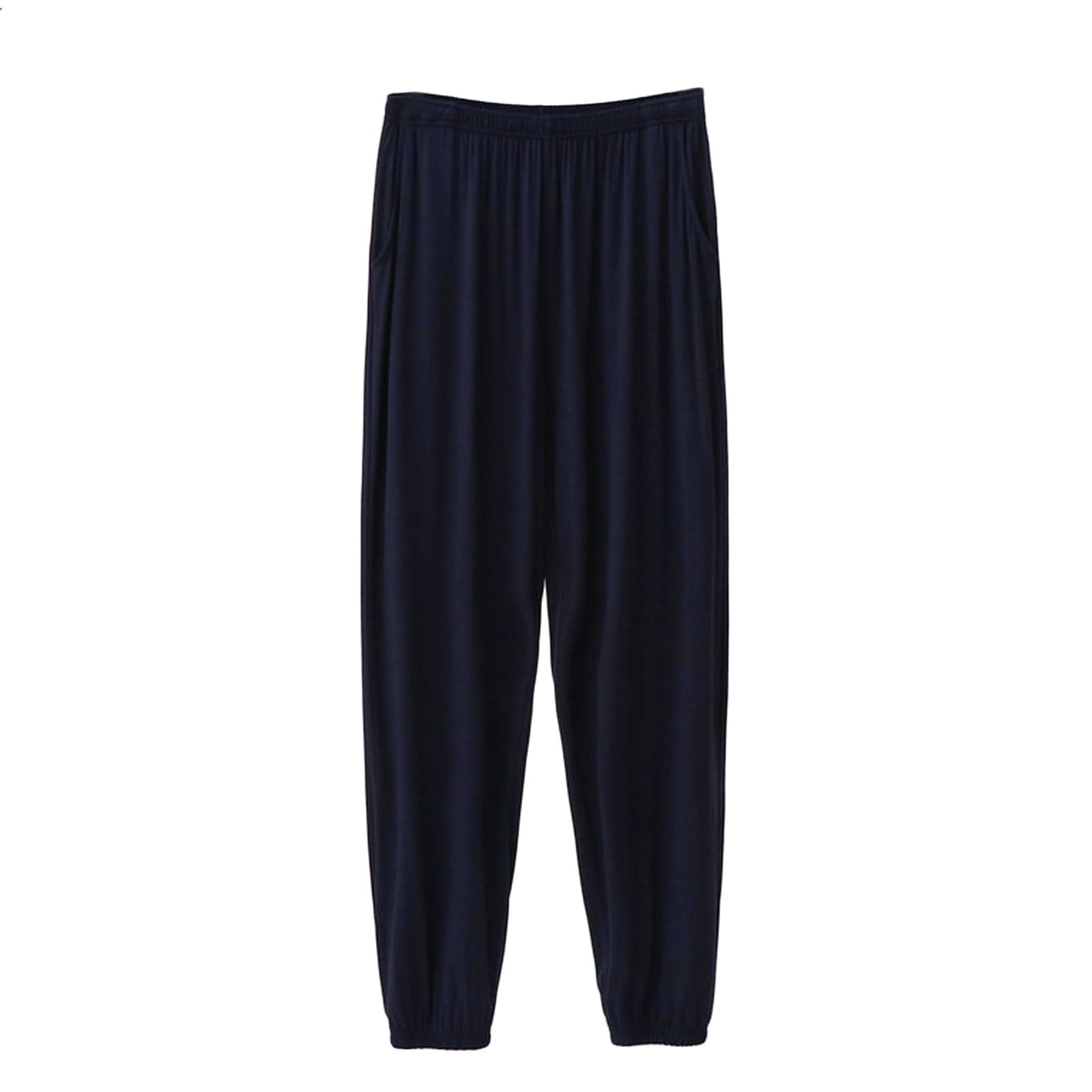 WREESH Men's Drawstring Sweatpants Pajama Pants Knit Cotton Lounge ...