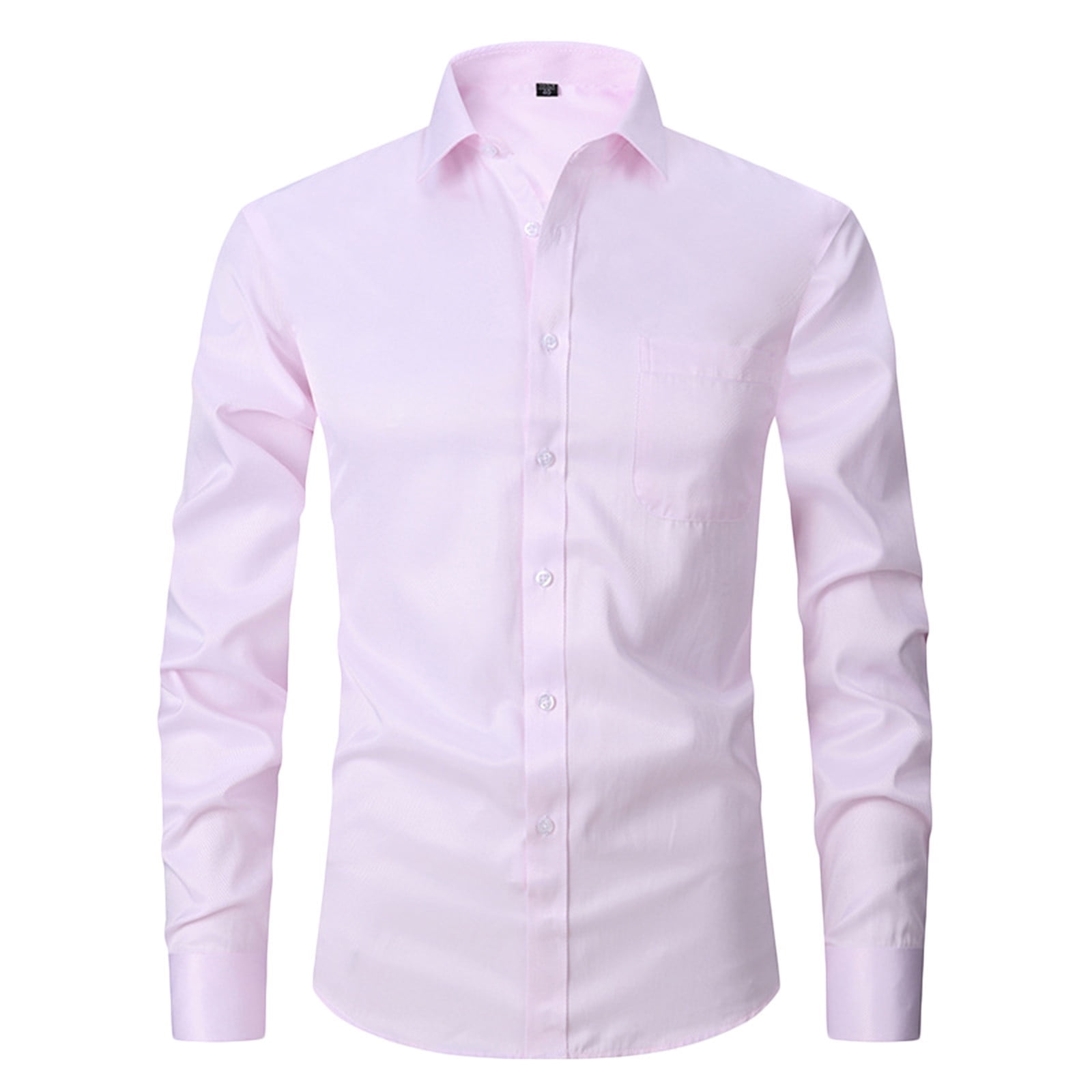 WREESH Men's Elegant Button Down Dress Shirts Long Sleeve Solid Color ...