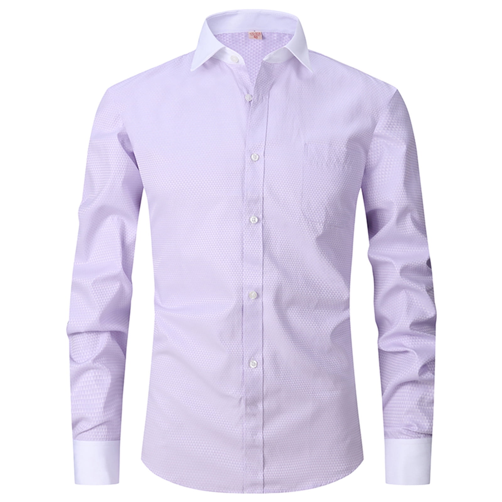 WREESH Men's Formal Button Down Shirts Long Sleeve Solid Color Dress ...