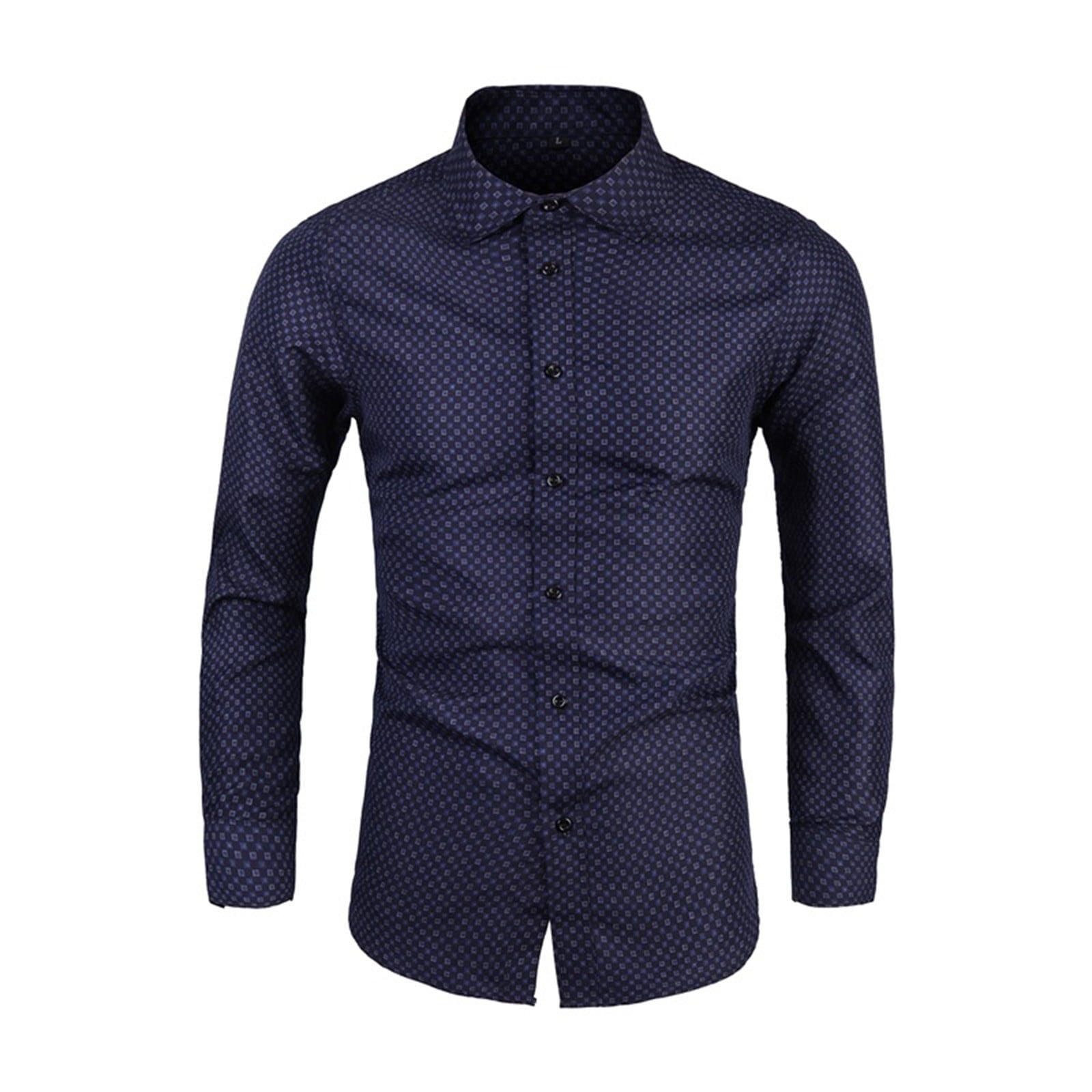 WREESH Men's Formal Shirt Long Sleeve Button Down Polka-Dot Dress Shirt ...