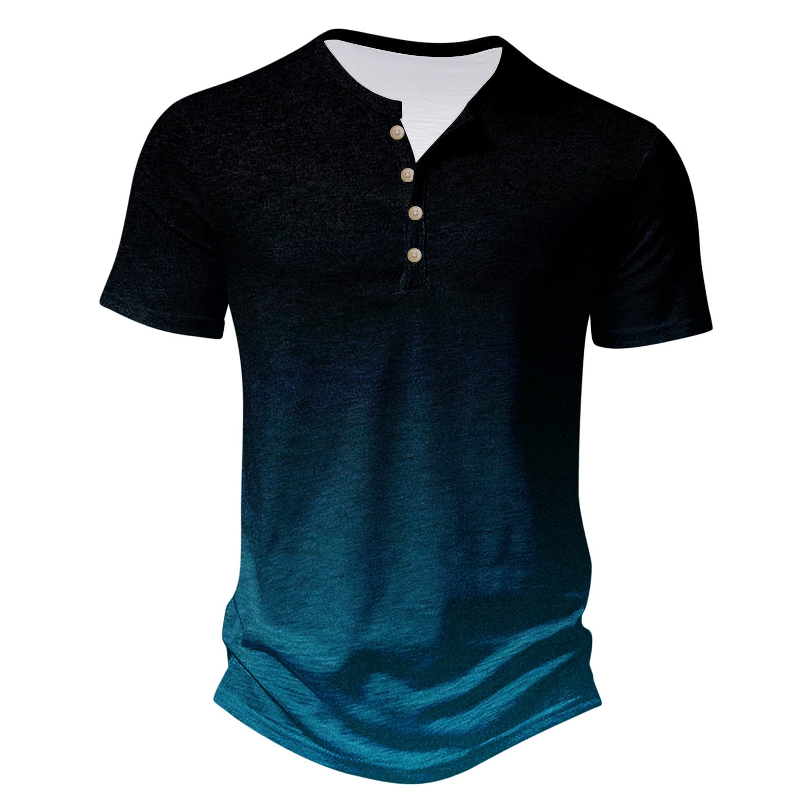 WREESH Men's Gradient Henley Shirts Casual Short Sleeve Shirt with ...