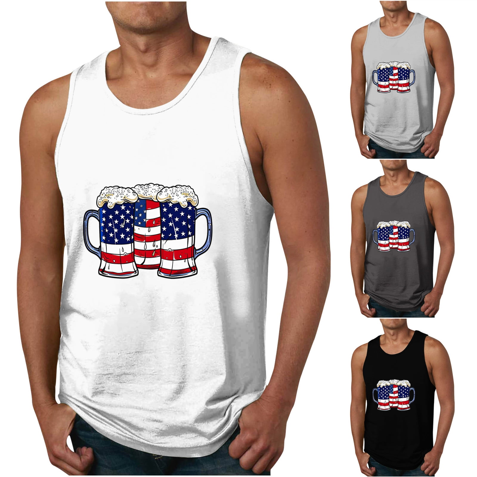 WREESH Men's Graphic Tank Top Crew Neck Ideal for 4th of July Perfect ...
