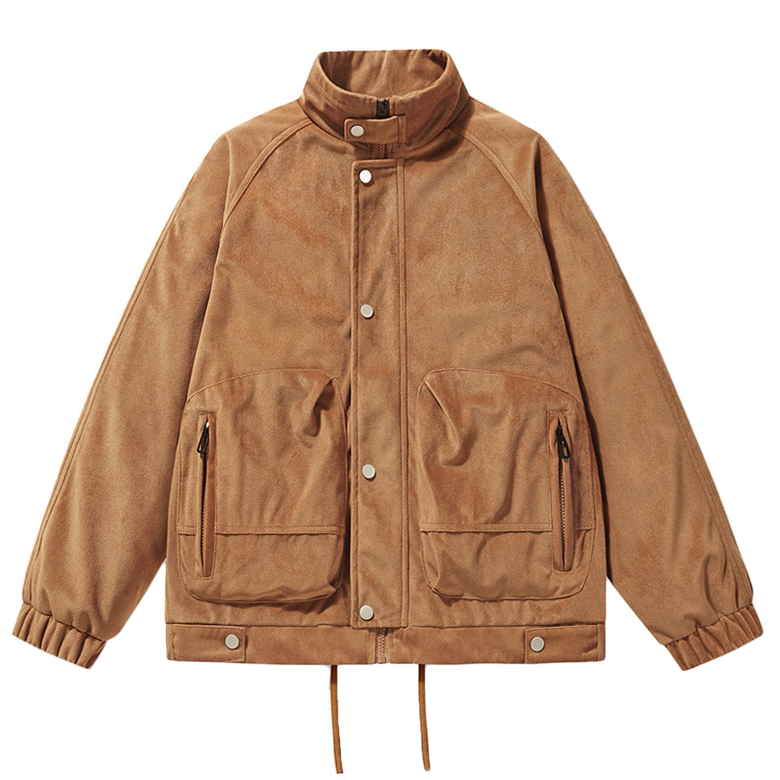 WREESH Men's Oversized Stand Collar Windbreaker Jacket with Hidden ...