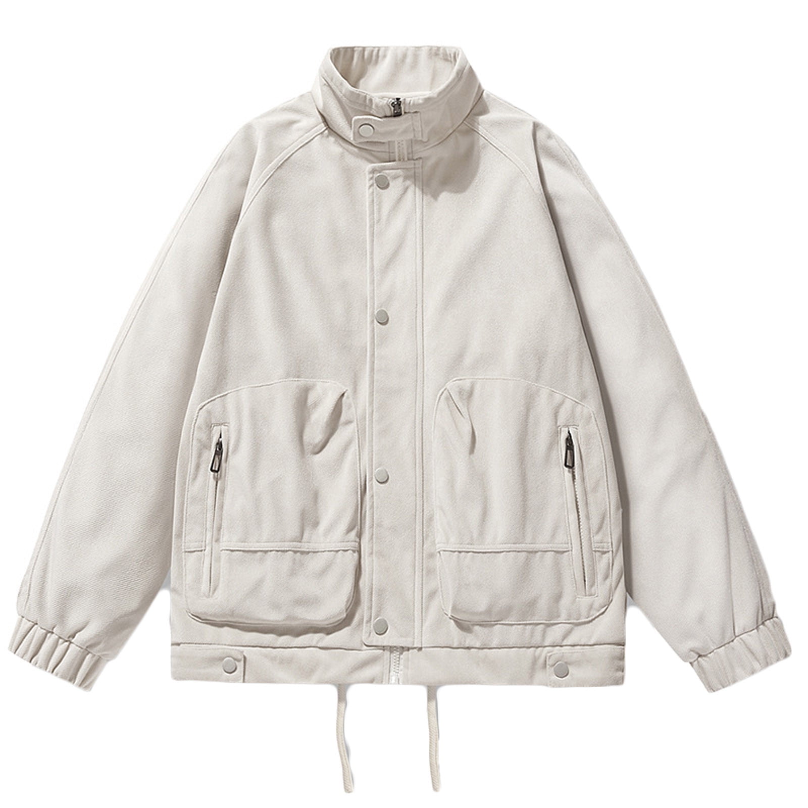 WREESH Men's Oversized Stand Collar Windbreaker Jacket with Hidden ...