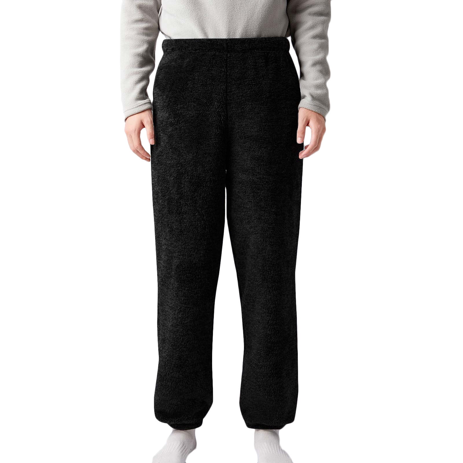 WREESH Men's Pajama Pants Double Fuzzy Pants Cute Pajama Pants Flannel ...