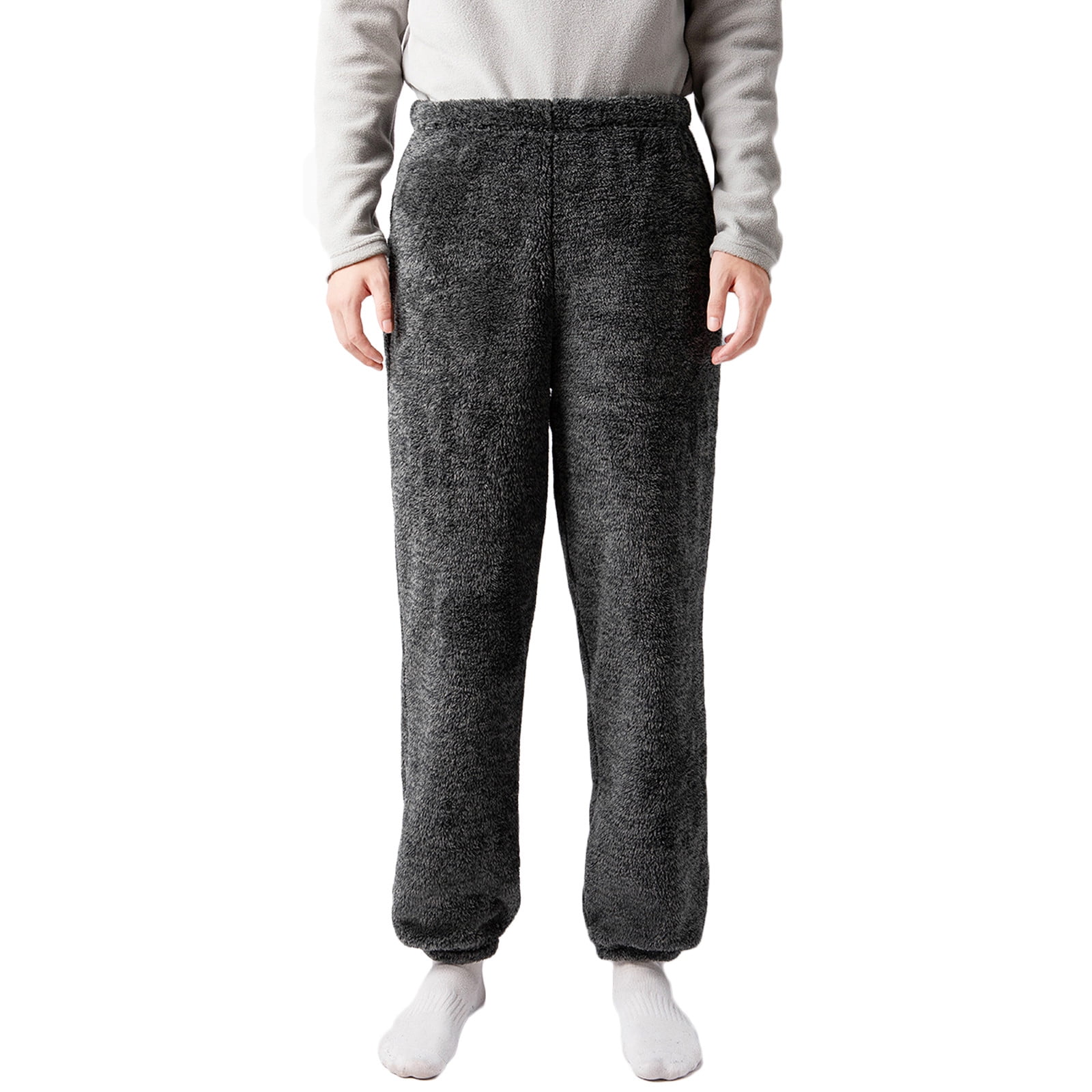 WREESH Men's Pajama Pants Double Fuzzy Pants Cute Pajama Pants Flannel ...