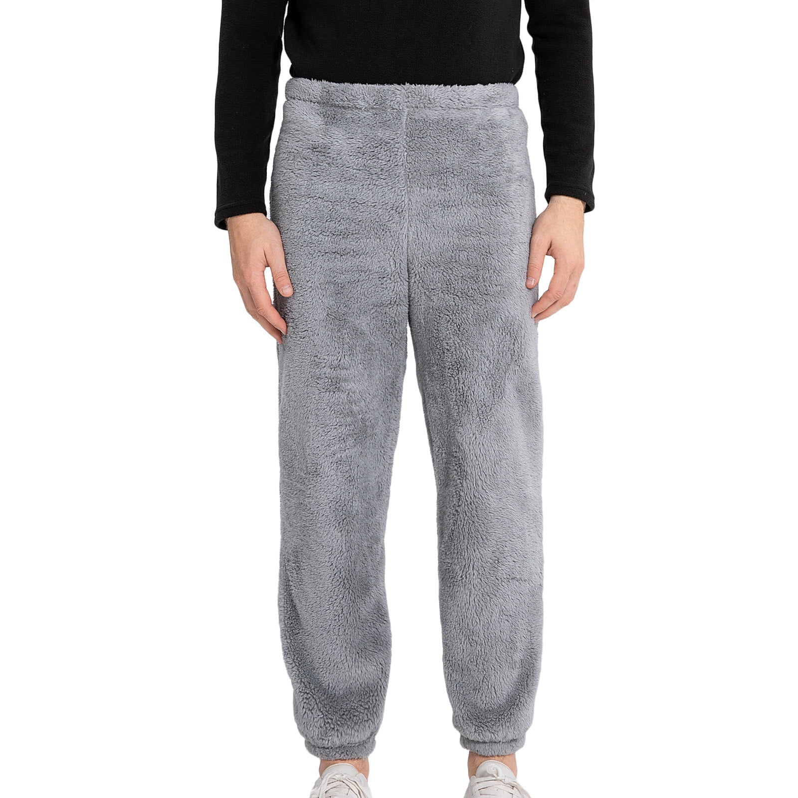 WREESH Men's Pajama Pants Double Fuzzy Pants Cute Pajama Pants Flannel ...