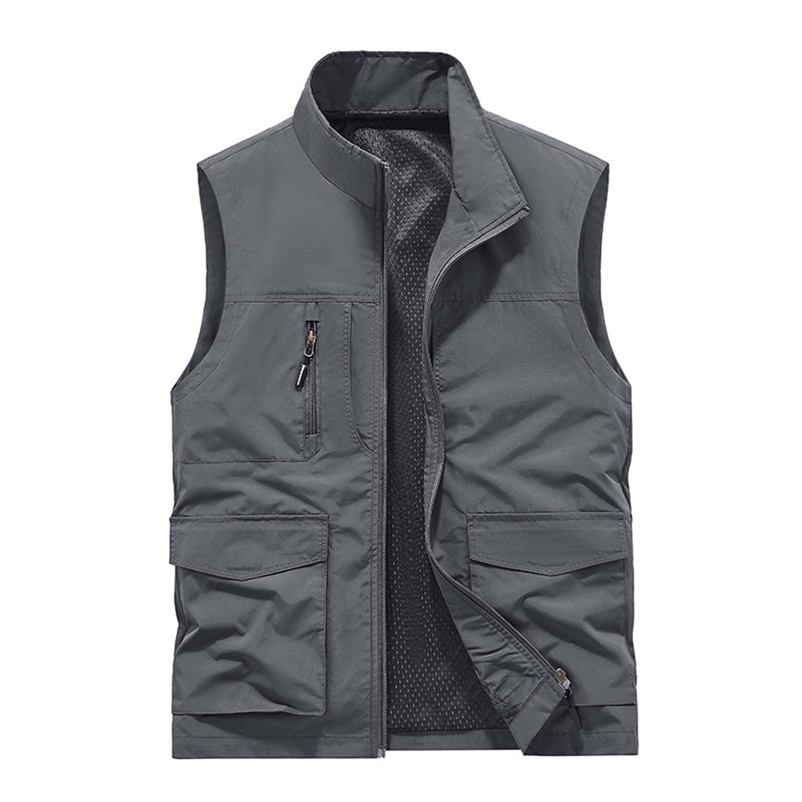WREESH Mens Cargo Vest Thin Lightweight Sport Vest Casual Outdoor ...