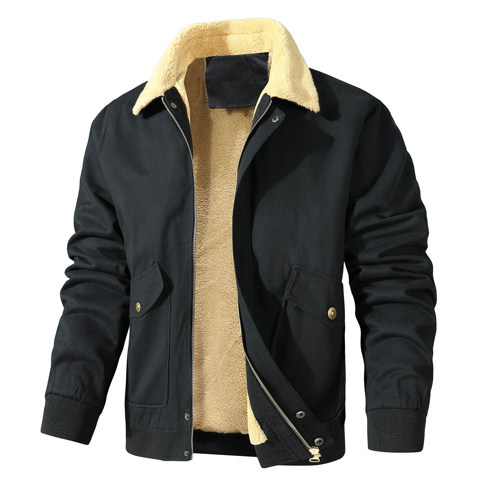WREESH Mens Corduroy Jacket Fleece Lined Trucker Jackets Lapel Collar ...