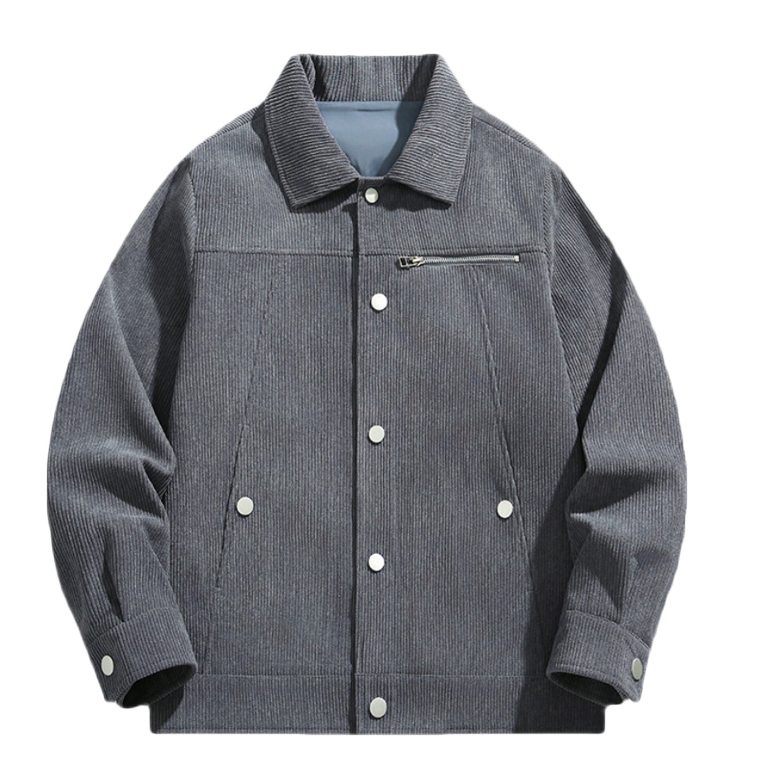 WREESH Mens Corduroy Jacket Loose Lapel Button Up Shackets Soft ...