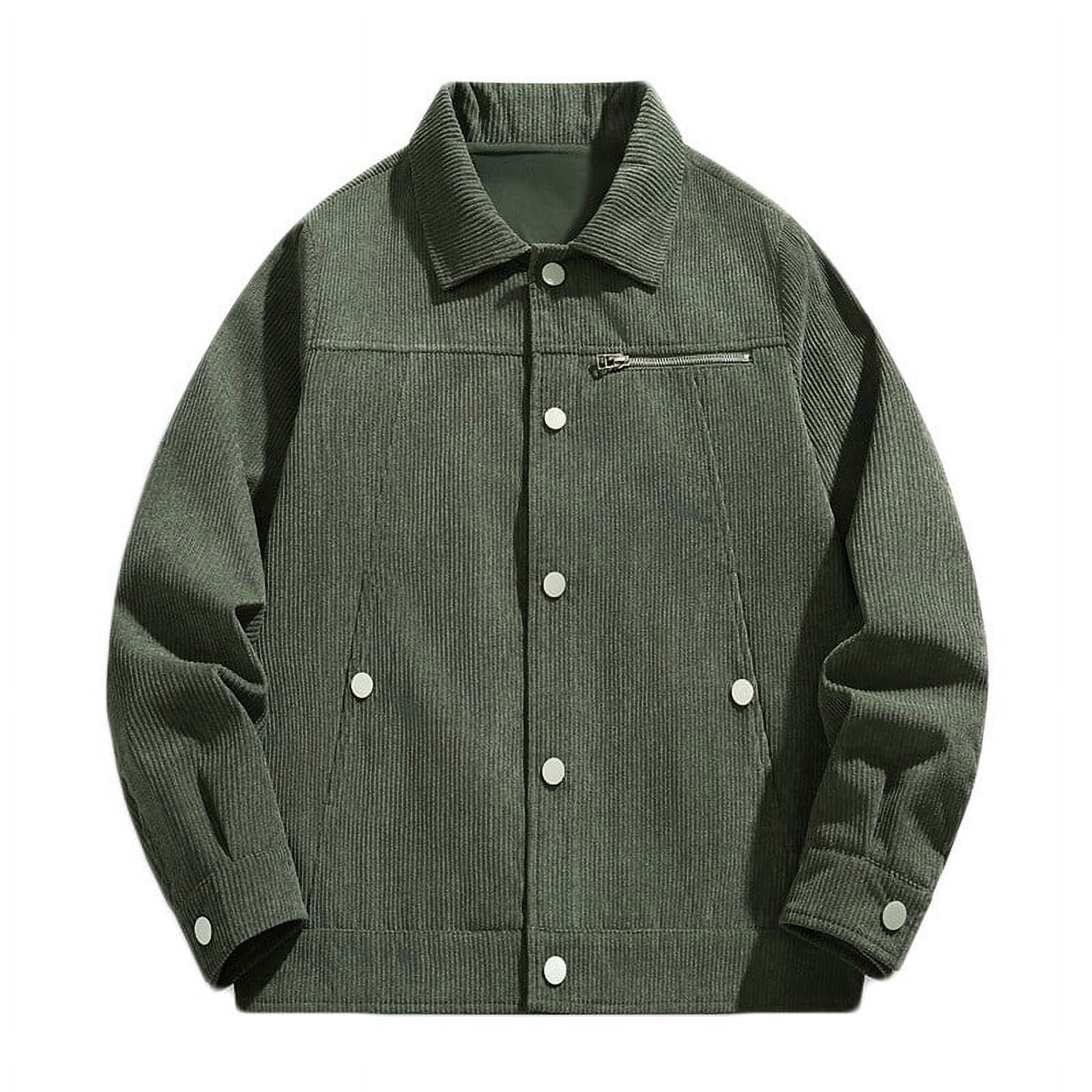 WREESH Mens Corduroy Jacket Loose Lapel Button Up Shackets Soft ...